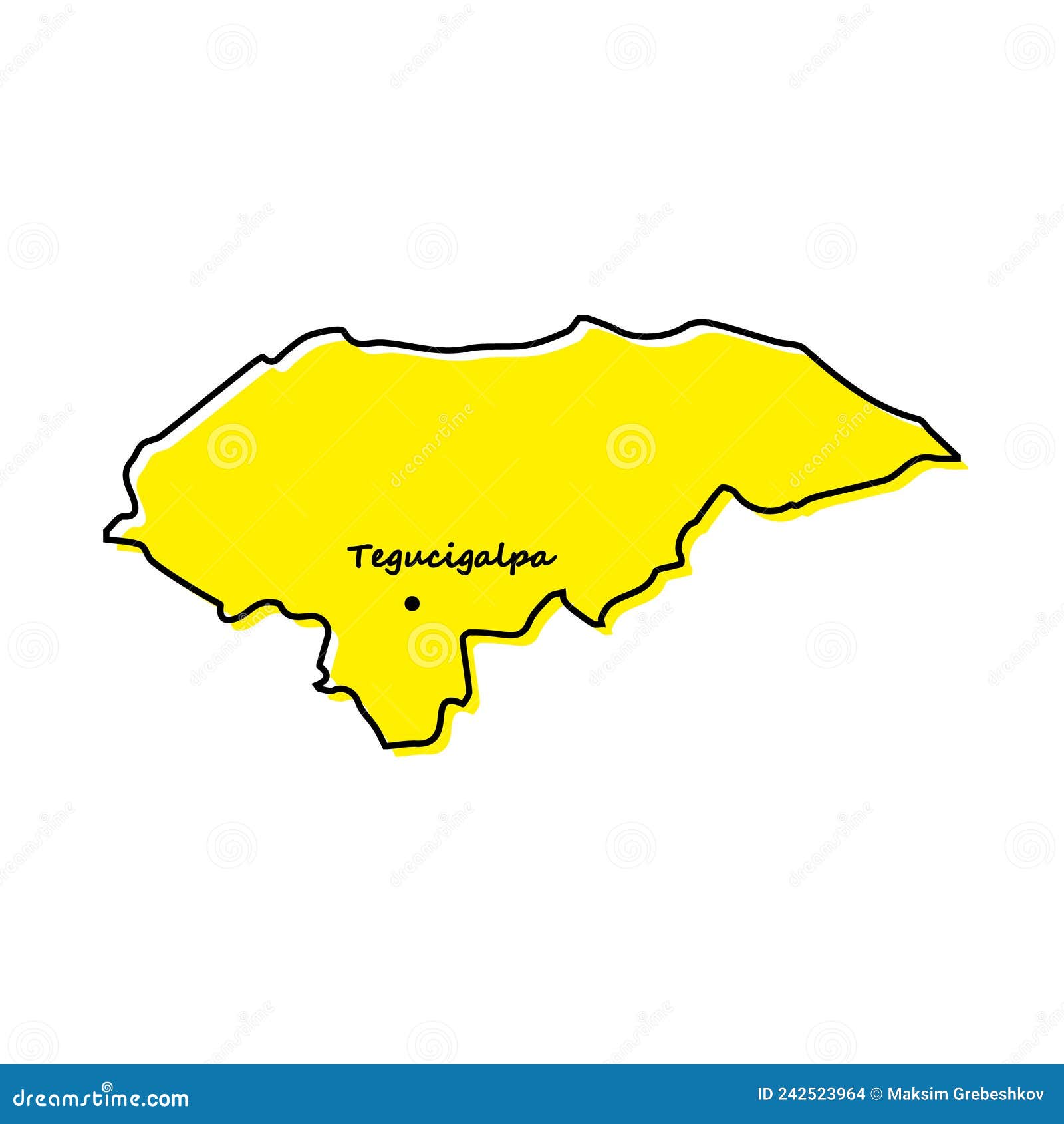 Simple Outline Map Of Honduras With Capital Location Vector ...