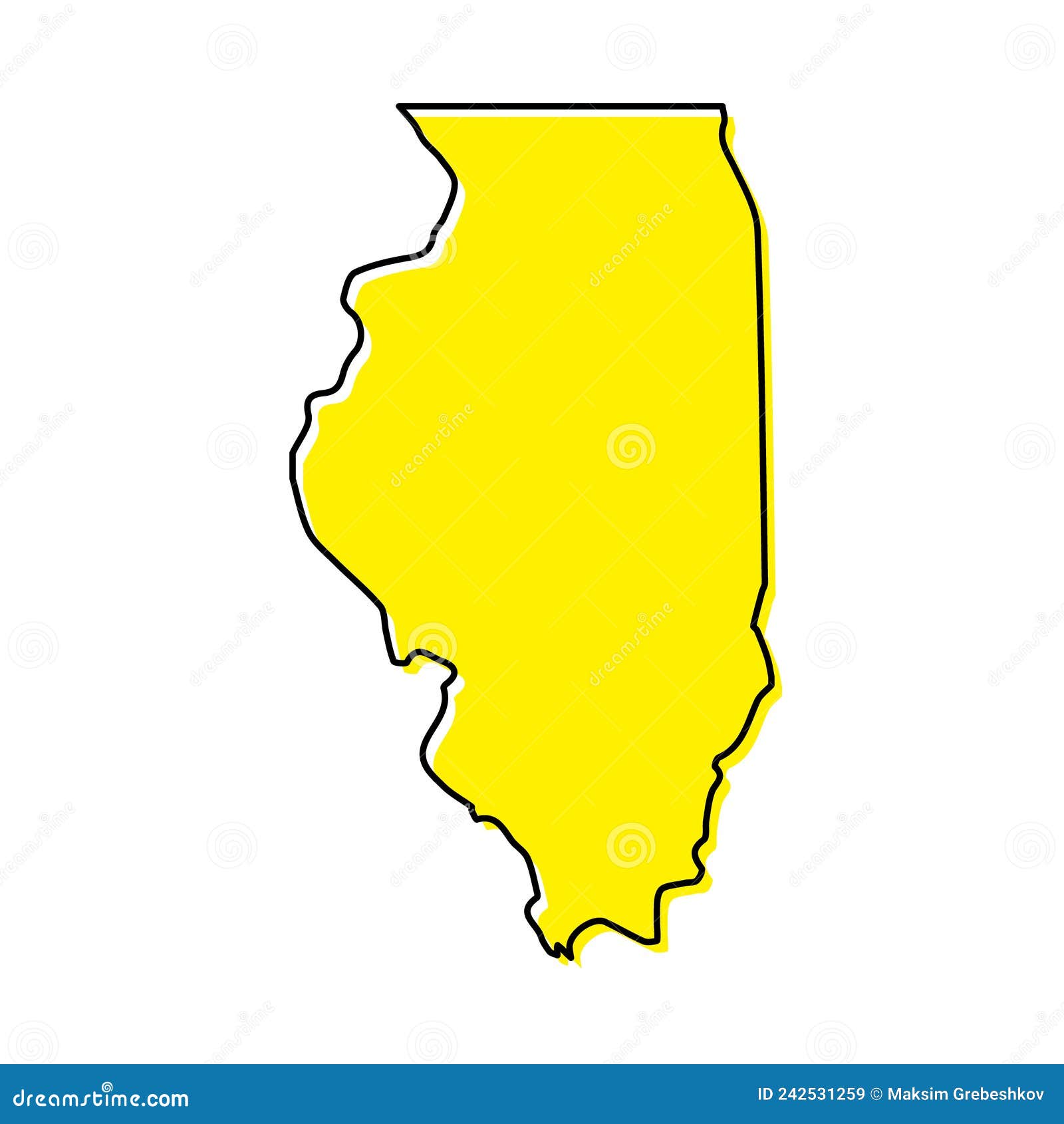 Simple Outline Map of Illinois is a State of United States. Styl Stock ...
