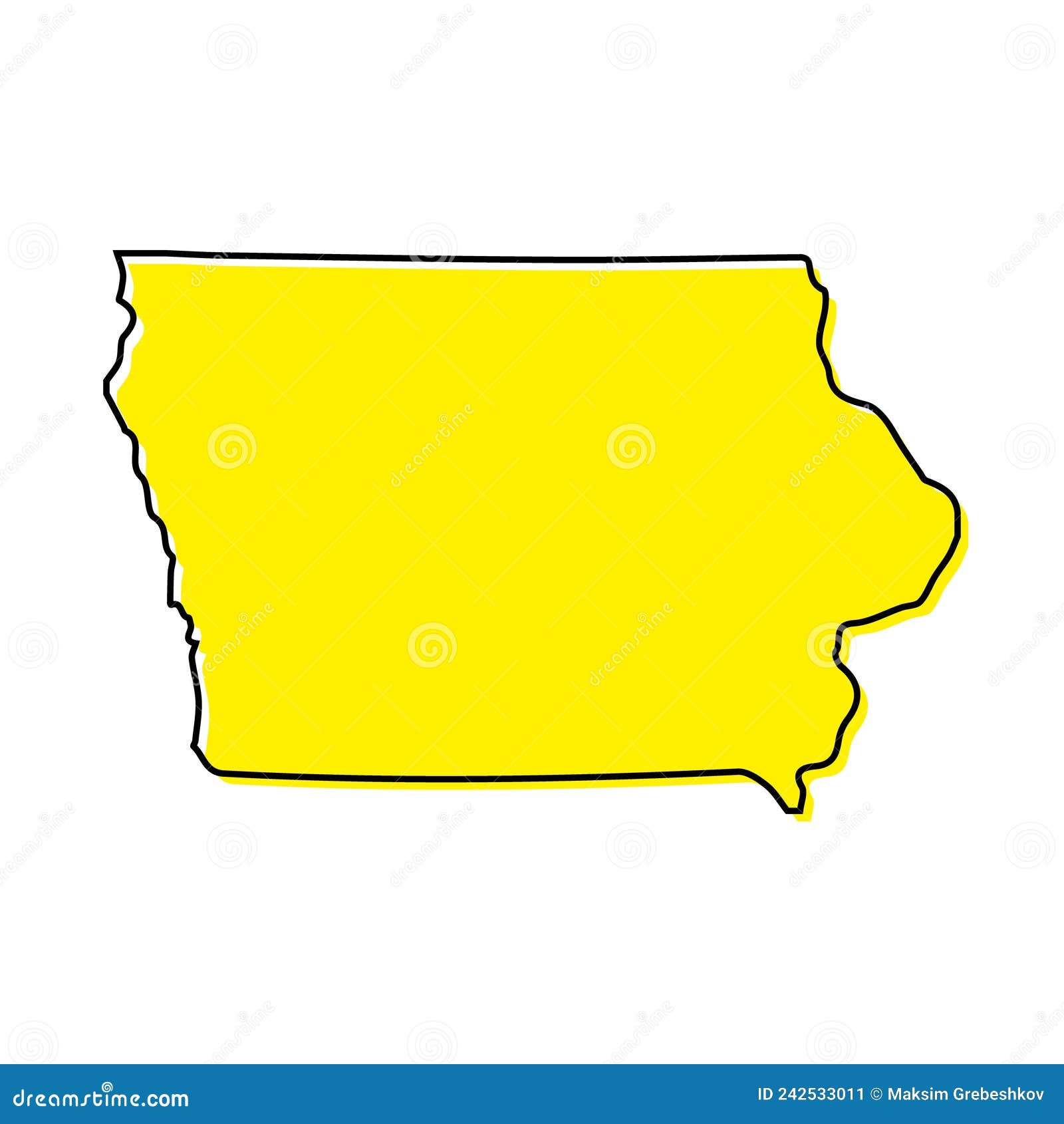 Simple Outline Map of Iowa is a State of United States. Stylized Stock ...