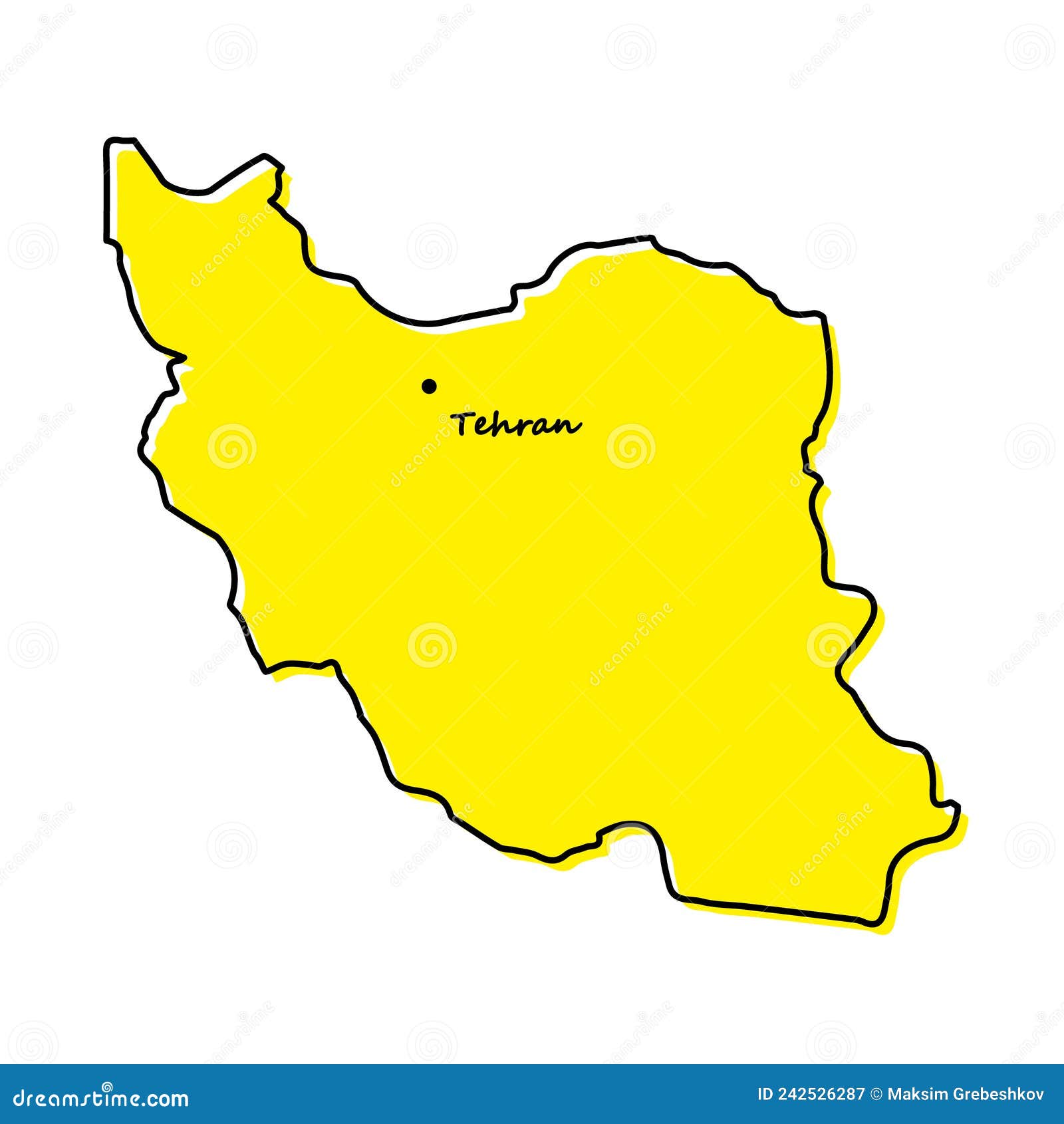 Simple Outline Map of Iran with Capital Location Stock Illustration ...