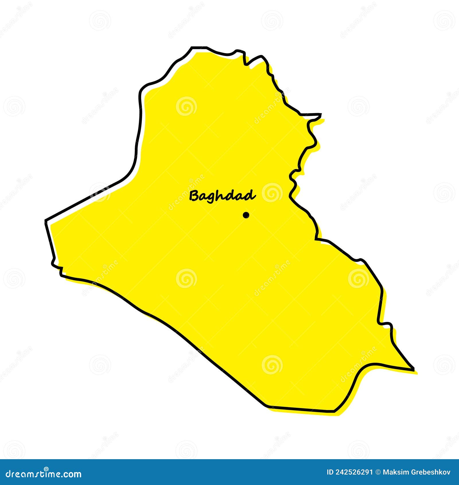 Simple Outline Map of Iraq with Capital Location Stock Illustration ...