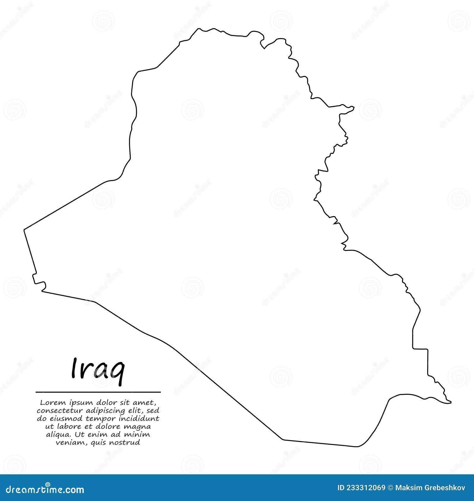 Simple Outline Map of Iraq, in Sketch Line Style Stock Vector ...