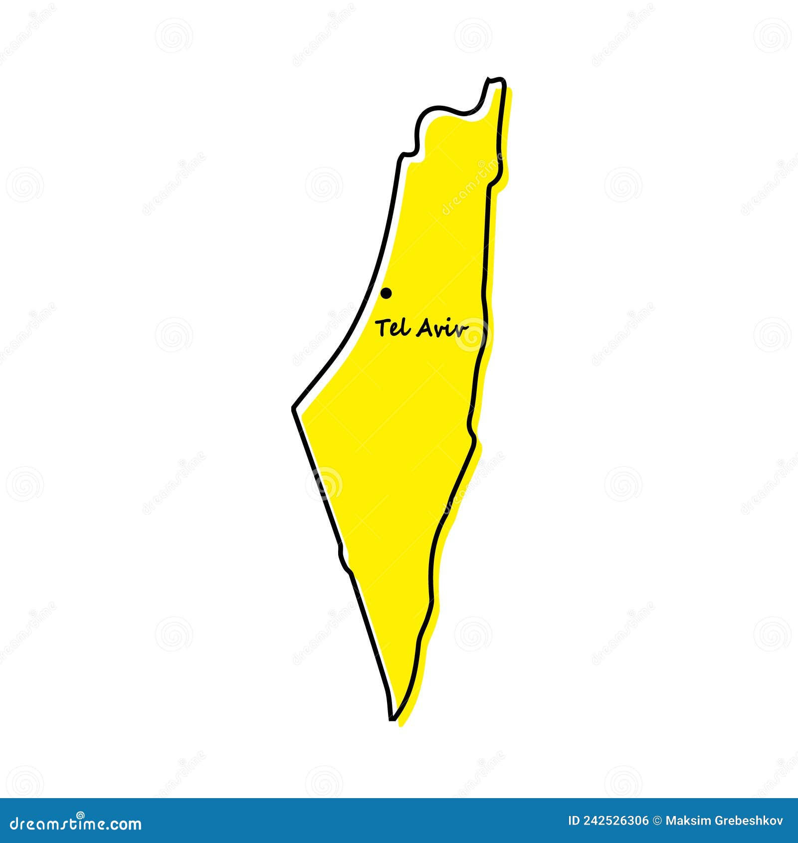 Simple Outline Map of Israel with Capital Location Stock Illustration ...
