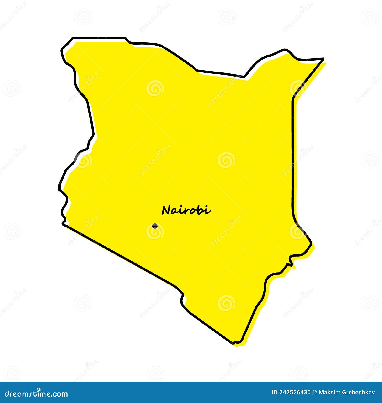 Simple Outline Map of Kenya with Capital Location Stock Vector ...