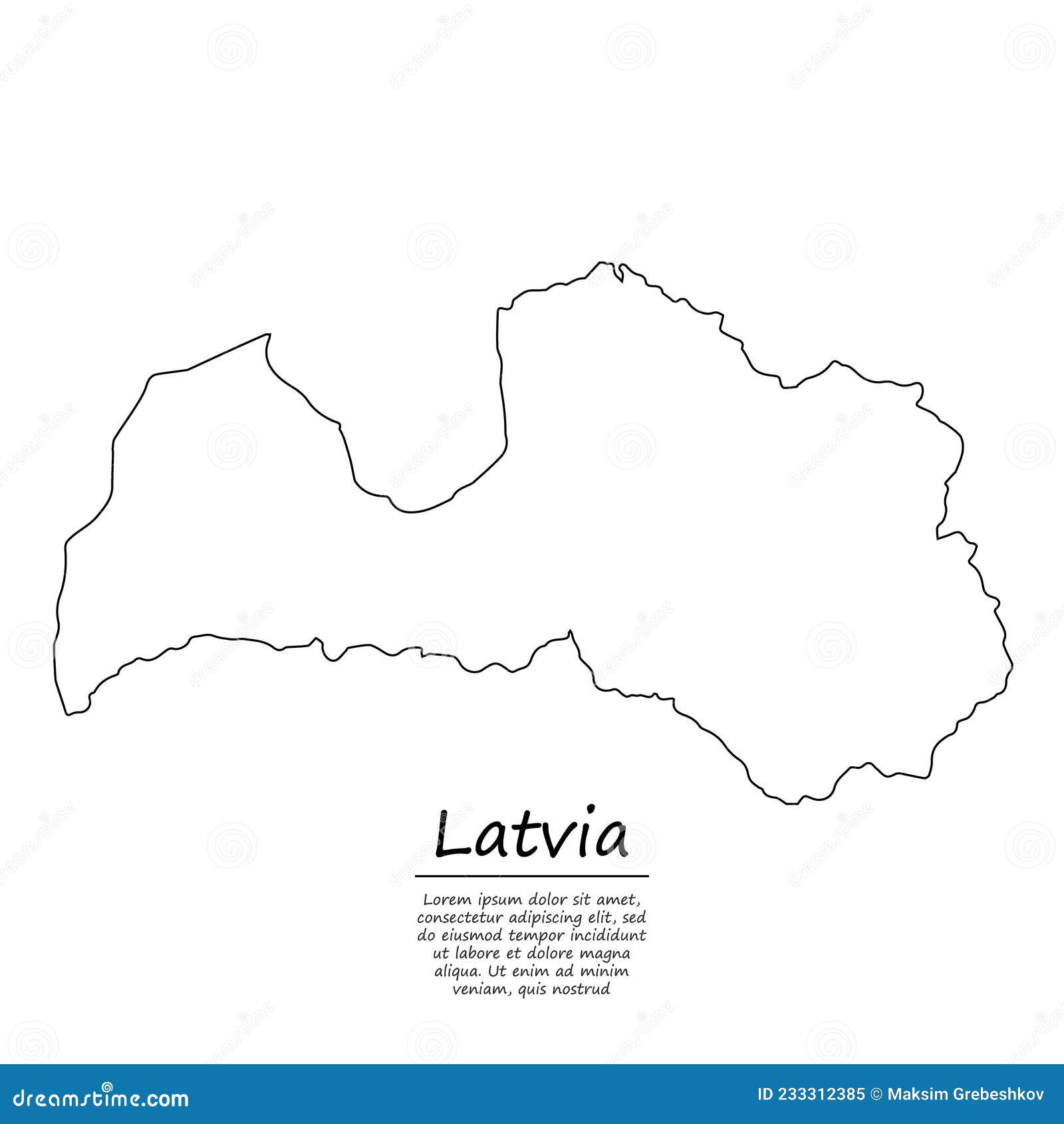 Simple Outline Map of Latvia, Silhouette in Sketch Line Style Stock ...