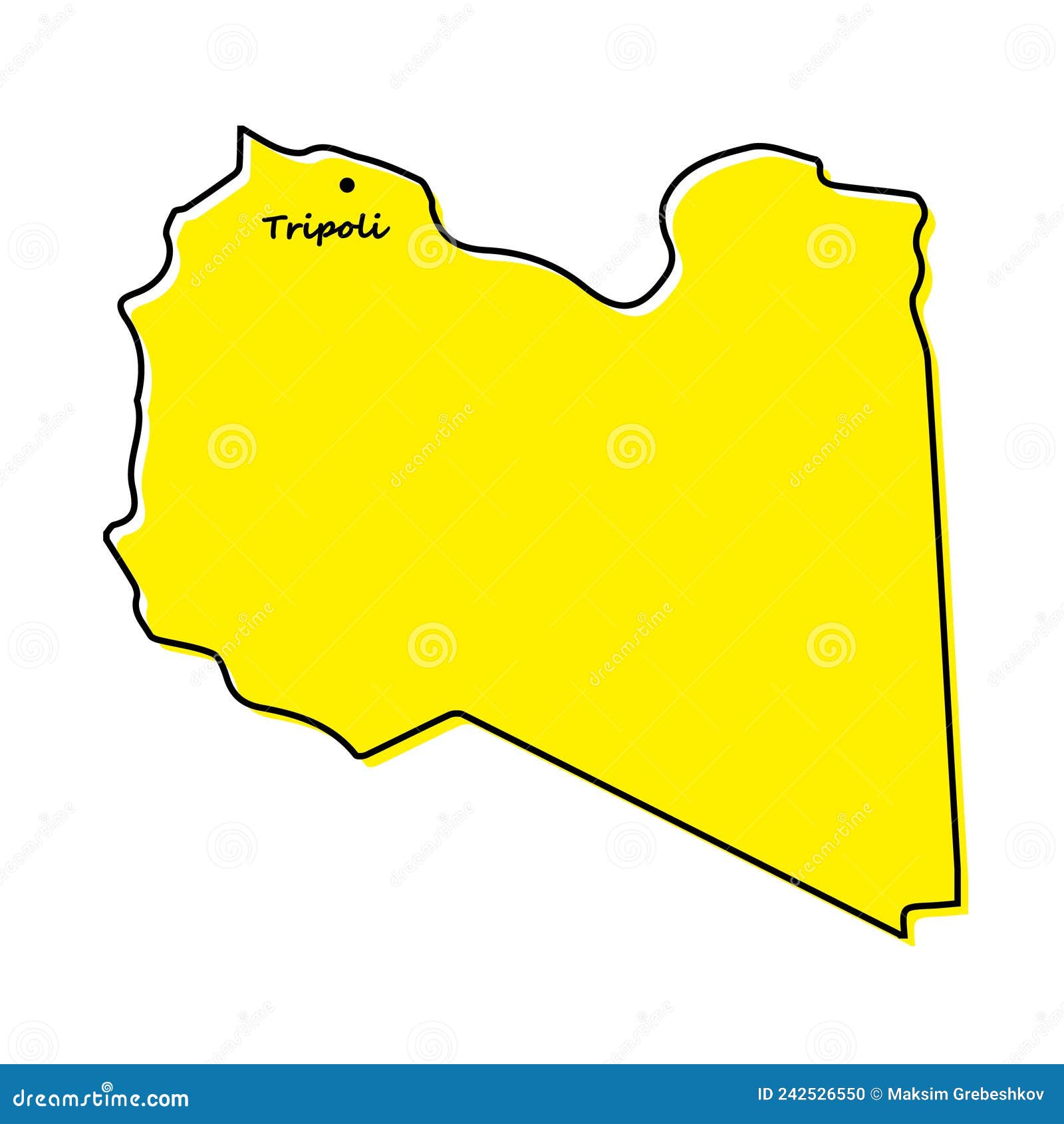 Simple Outline Map of Libya with Capital Location Stock Vector ...