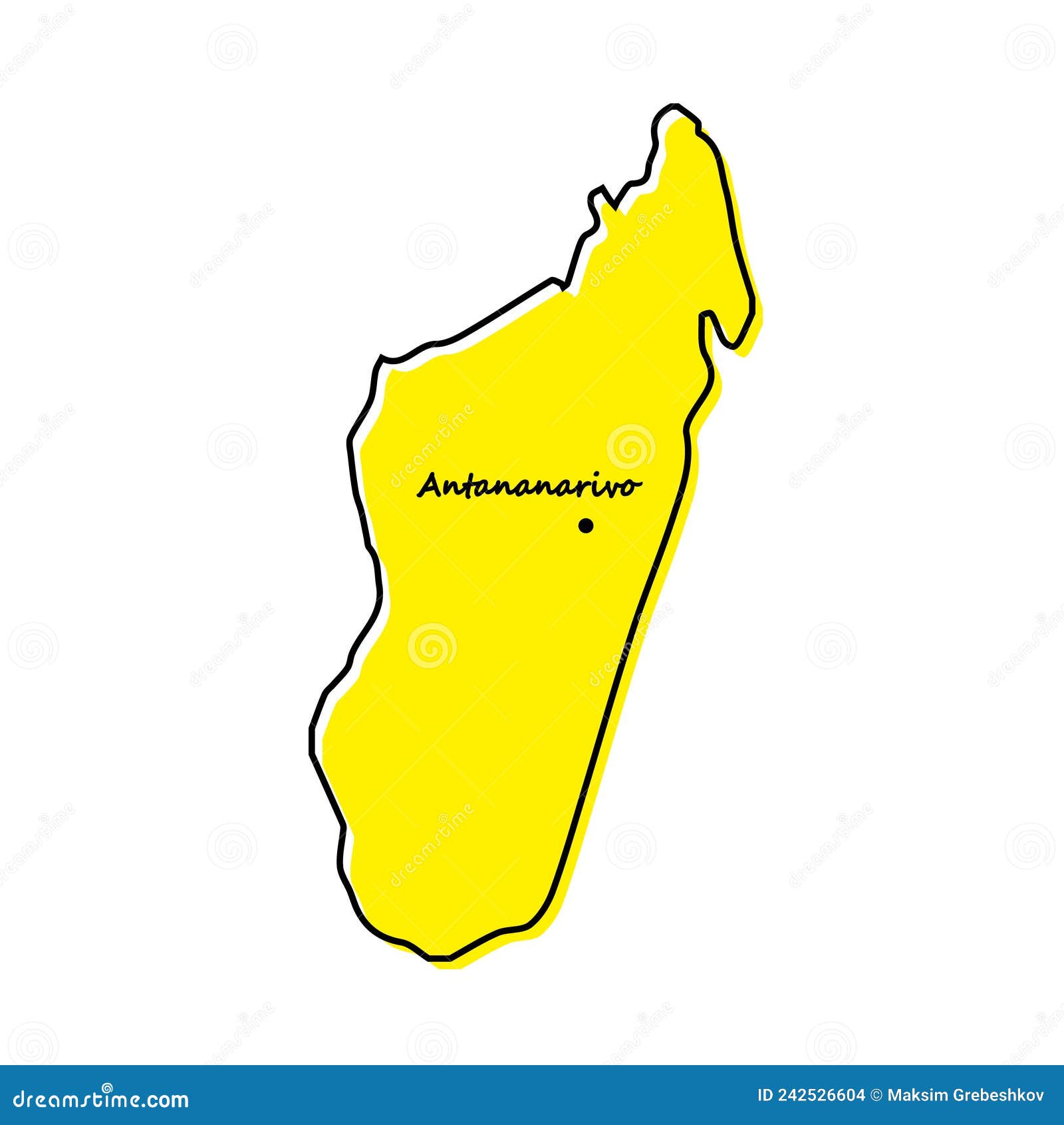 Simple Outline Map of Madagascar with Capital Location Stock Vector ...