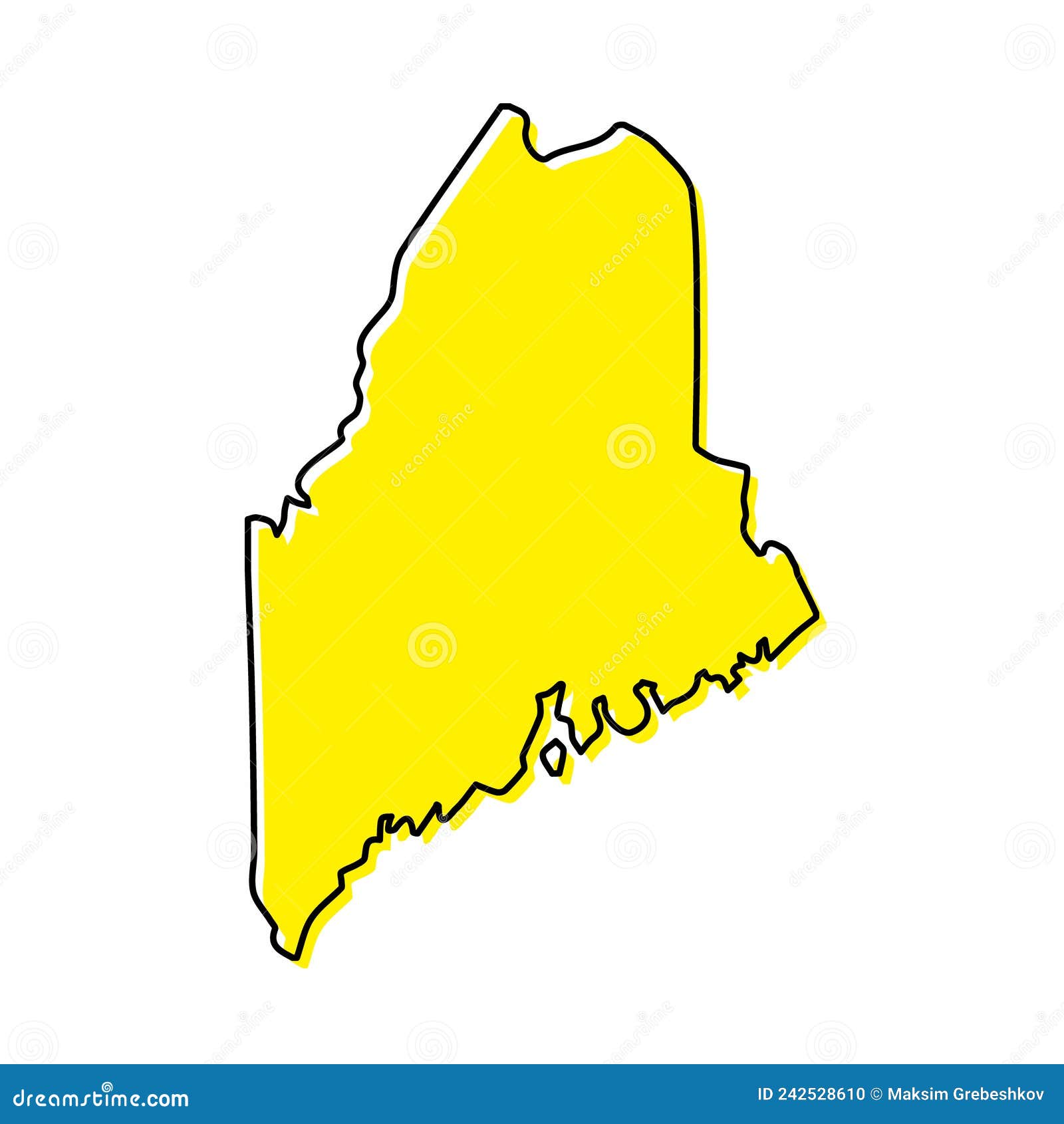 Simple Outline Map of Maine is a State of United States. Stylize Stock ...