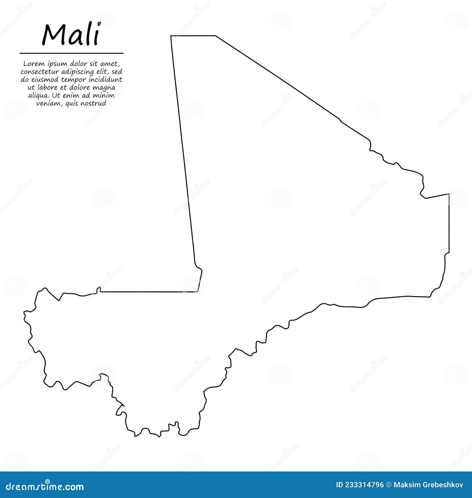 Outline Map Of Mali Vector Design Template. Editable Stroke ...