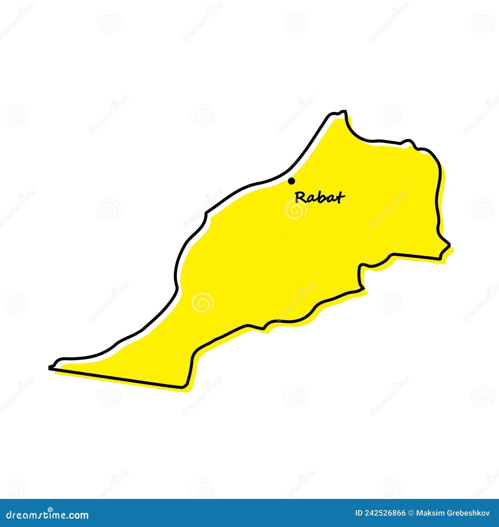 Simple Outline Map of Morocco with Capital Location Stock Illustration ...