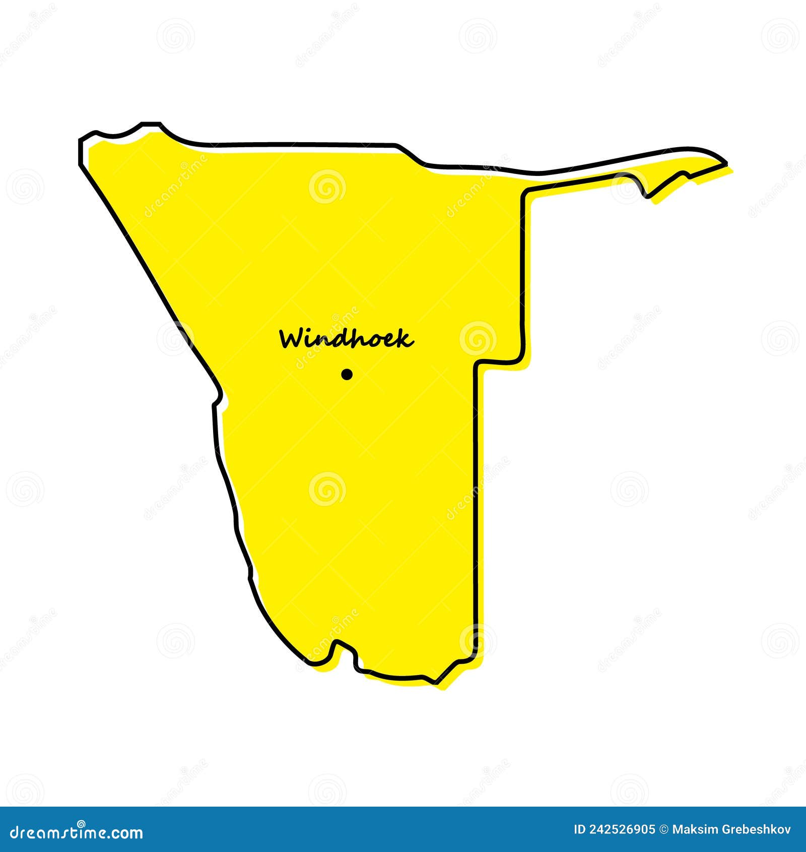 Simple Outline Map of Namibia with Capital Location Stock Illustration ...