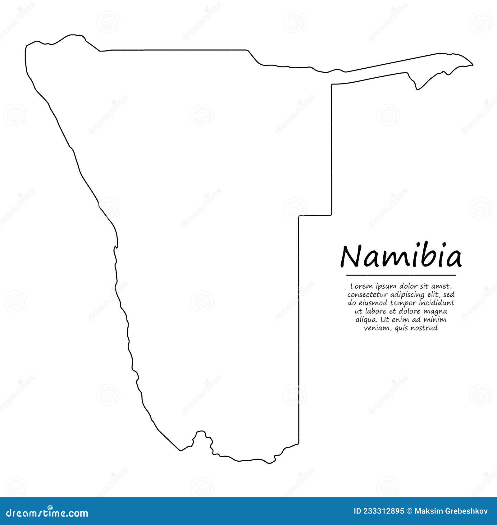 Outline Map Of Namibia. Illustration. | CartoonDealer.com #86338536