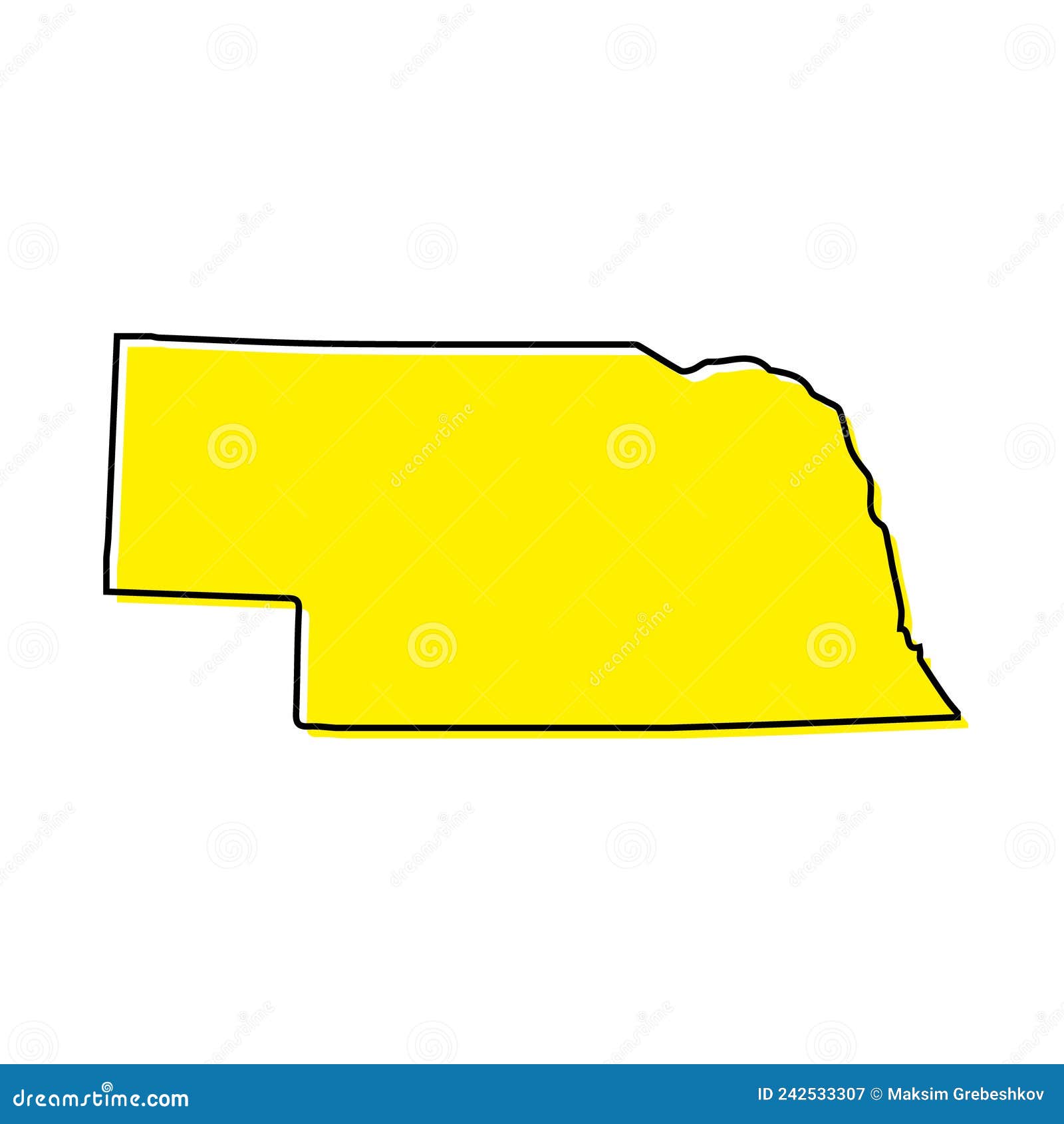 Simple Outline Map of Nebraska is a State of United States. Styl Stock ...