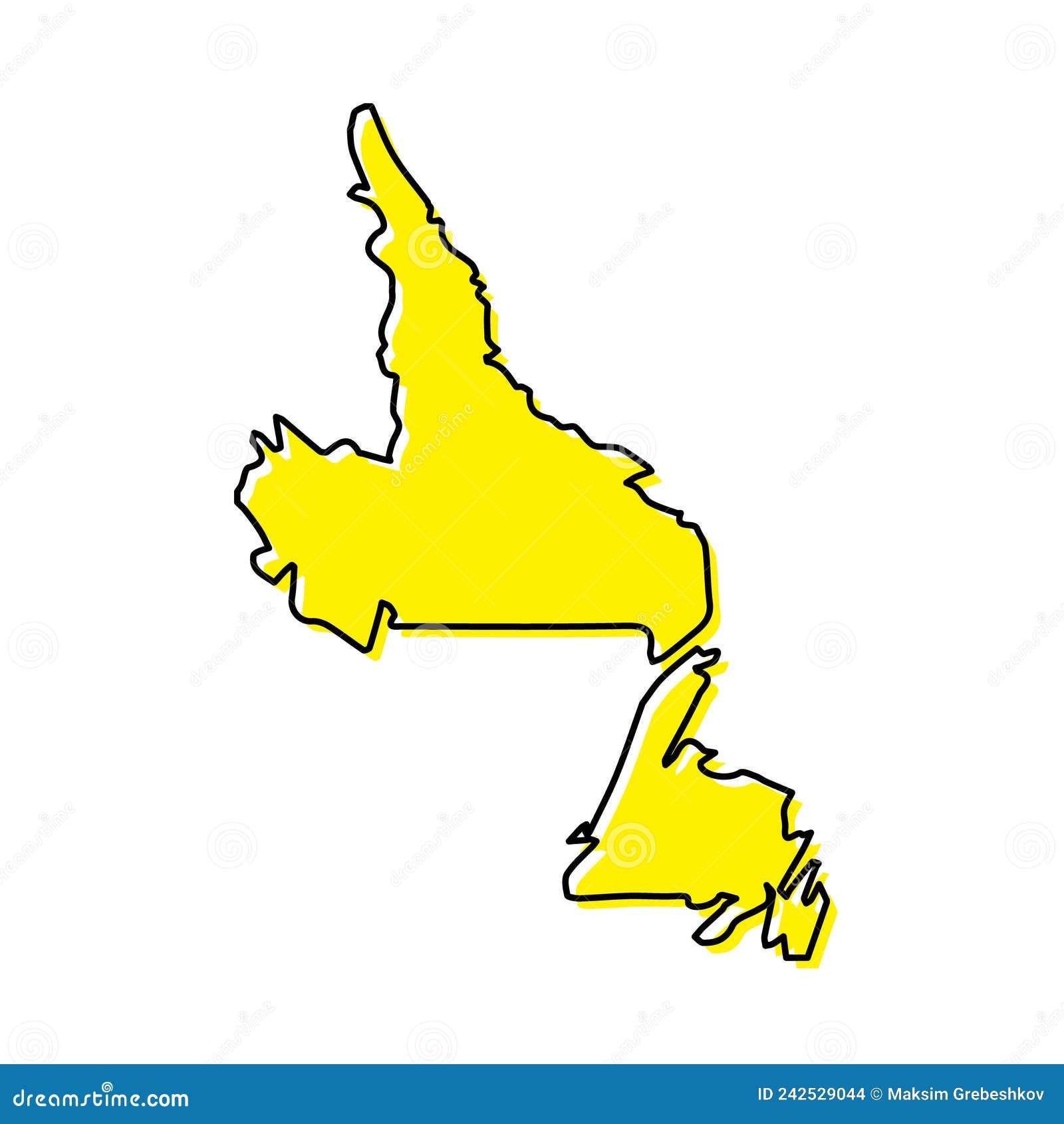 Simple Outline Map of Newfoundland and Labrador is a Province of Stock ...