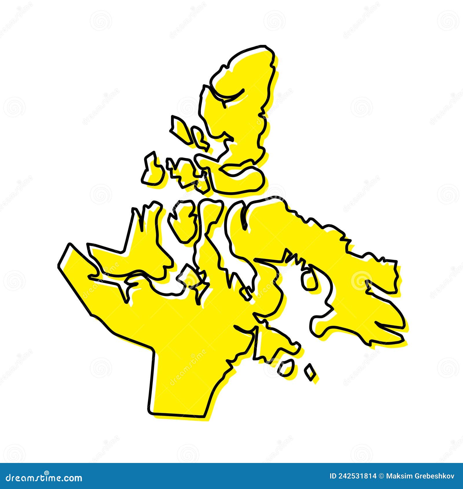 Nunavut Outline Map Canada Province Region Cartoon Vector ...