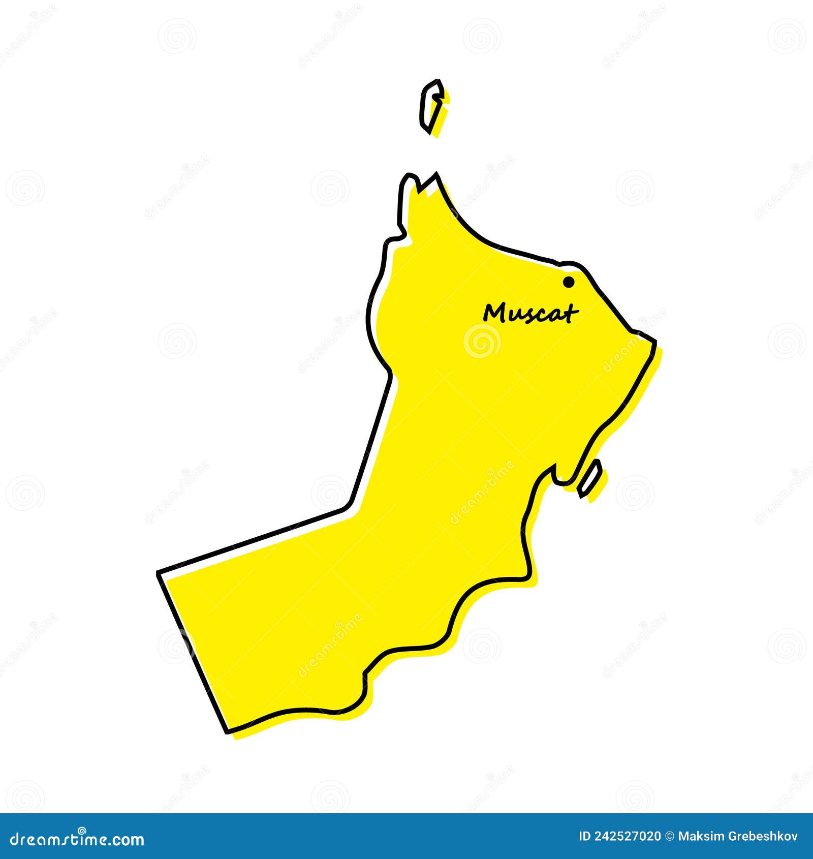 Simple Outline Map of Oman with Capital Location Stock Illustration ...