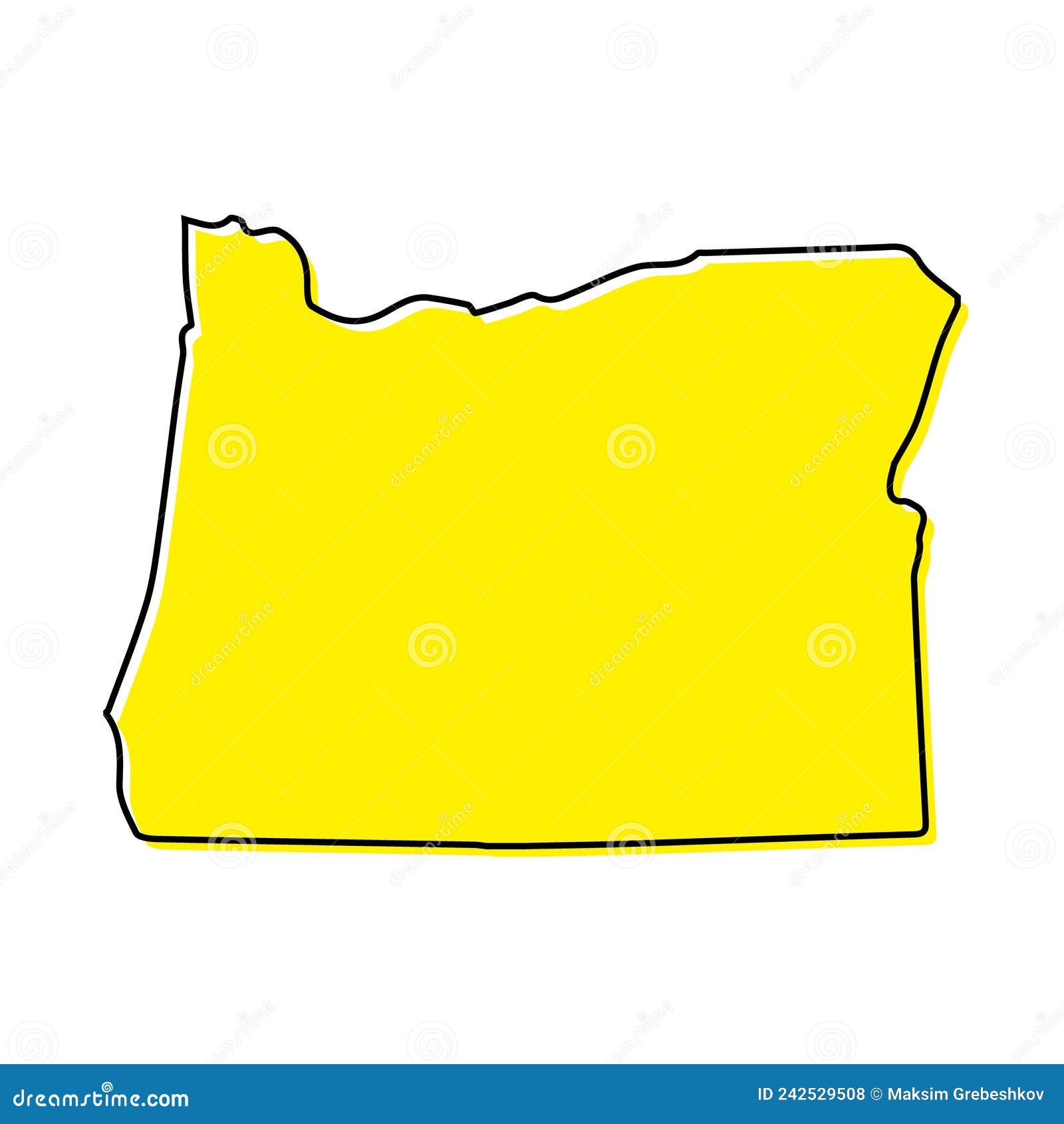 Simple Outline Map of Oregon is a State of United States. Styliz Stock ...