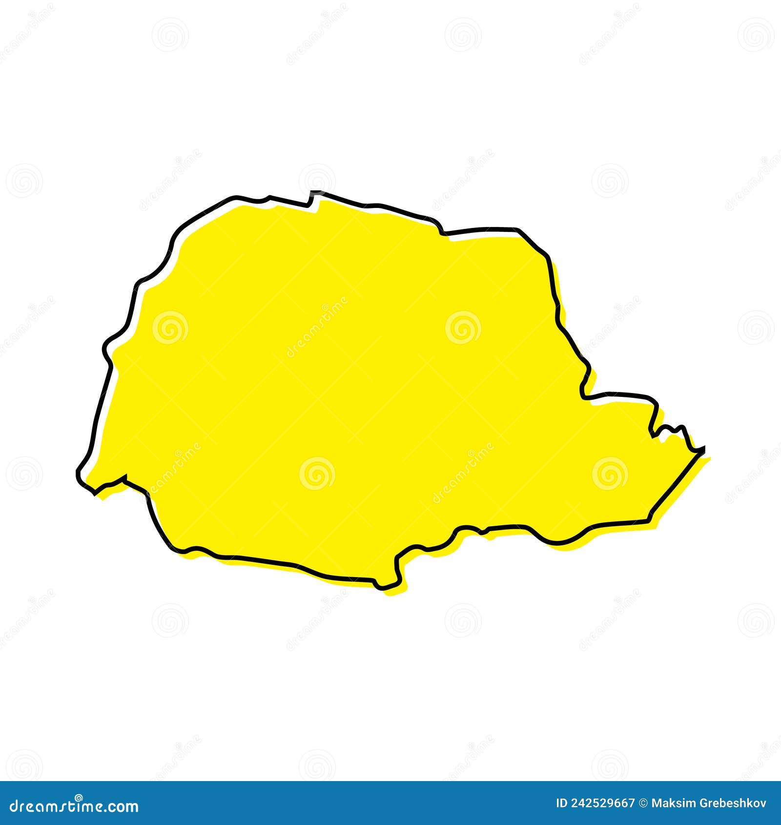 Simple Outline Map Of Parana Is A State Of Brazil. Stylized Line ...