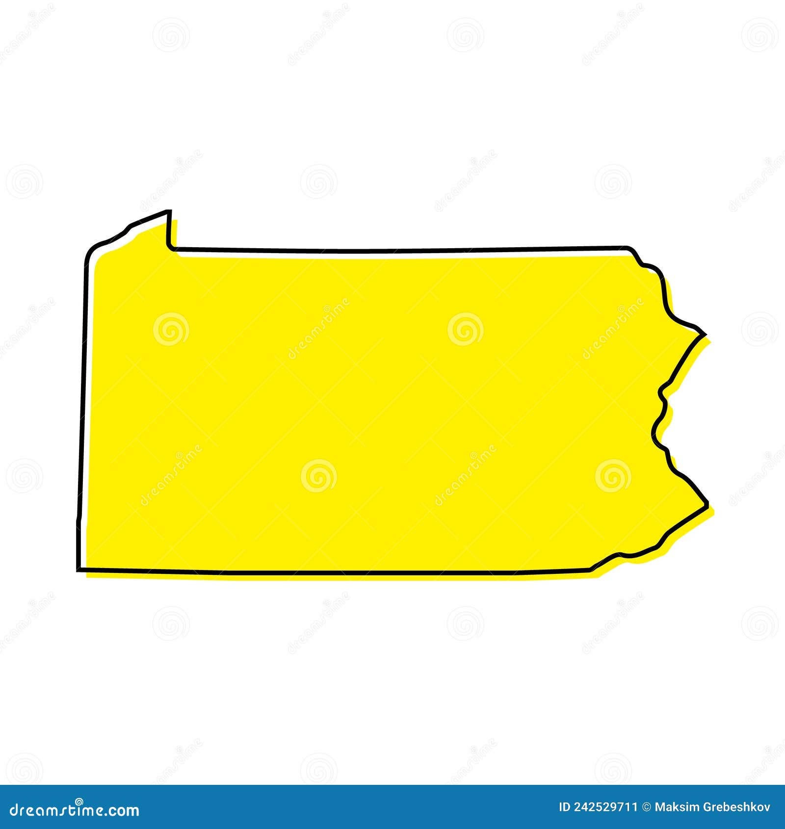 Simple Outline Map of Pennsylvania is a State of United States. Stock ...