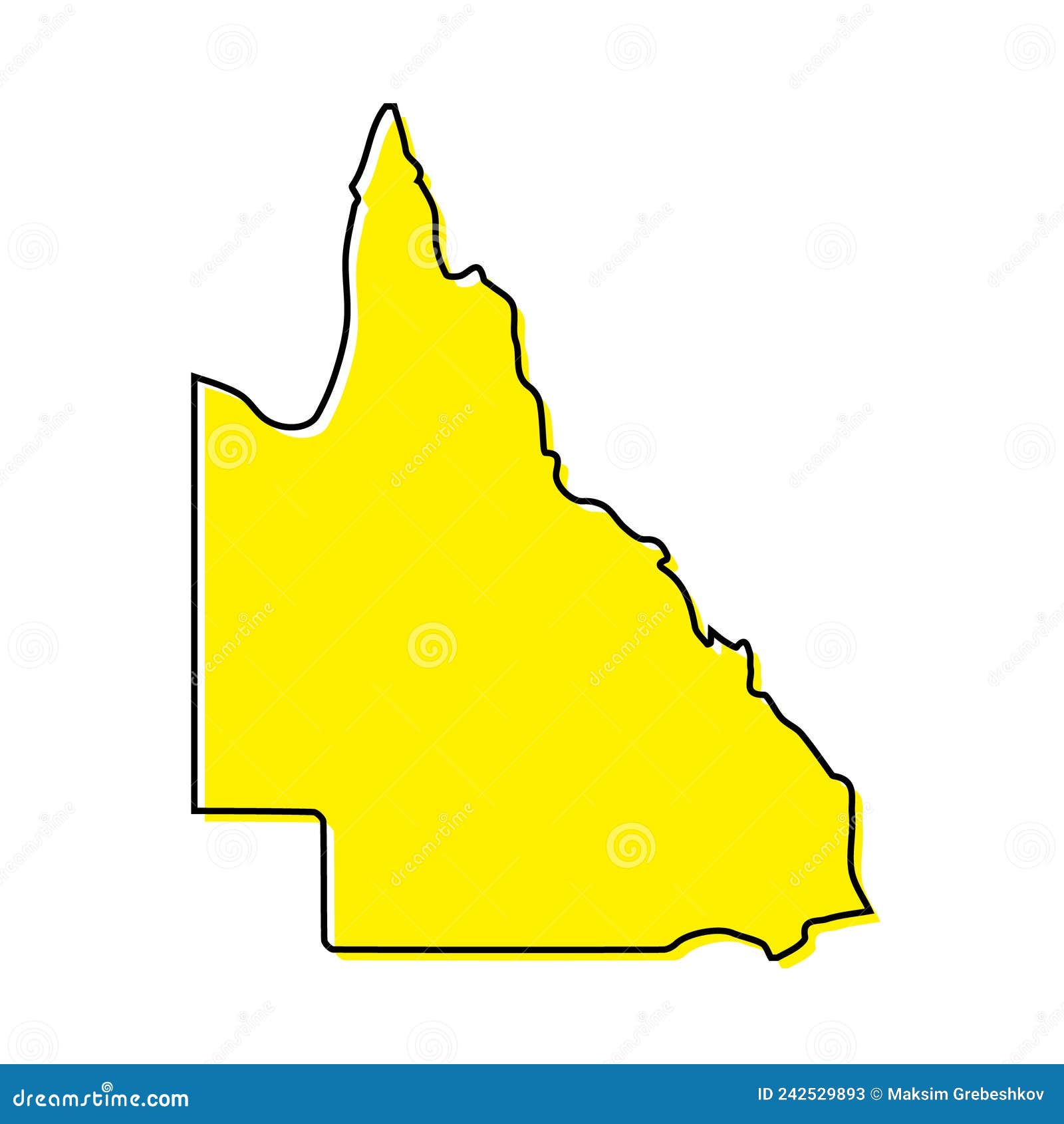 Simple Outline Map of Queensland is a State of Australia. Stock Vector ...