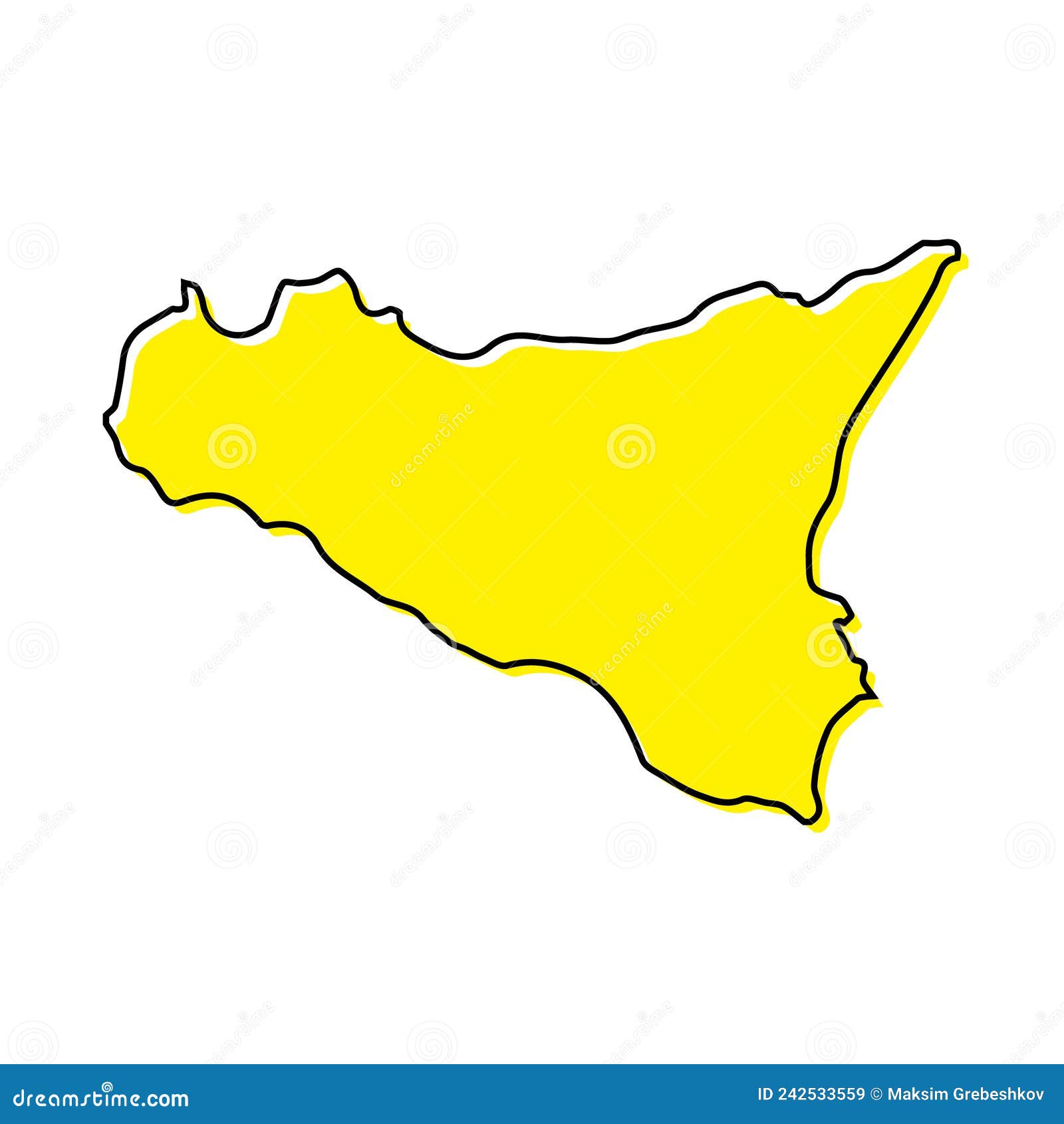 Stylized Map Of Sicily With Traditional Symbols Vector Illustration ...