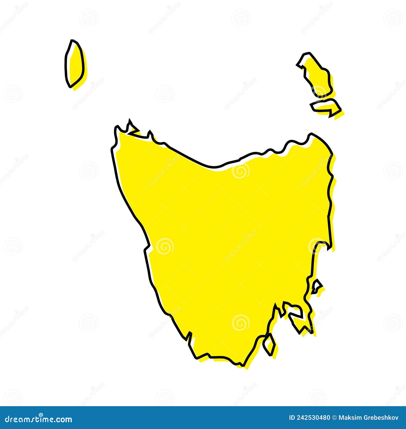 Simple Outline Map of Tasmania is a State of Australia. Stock Vector ...