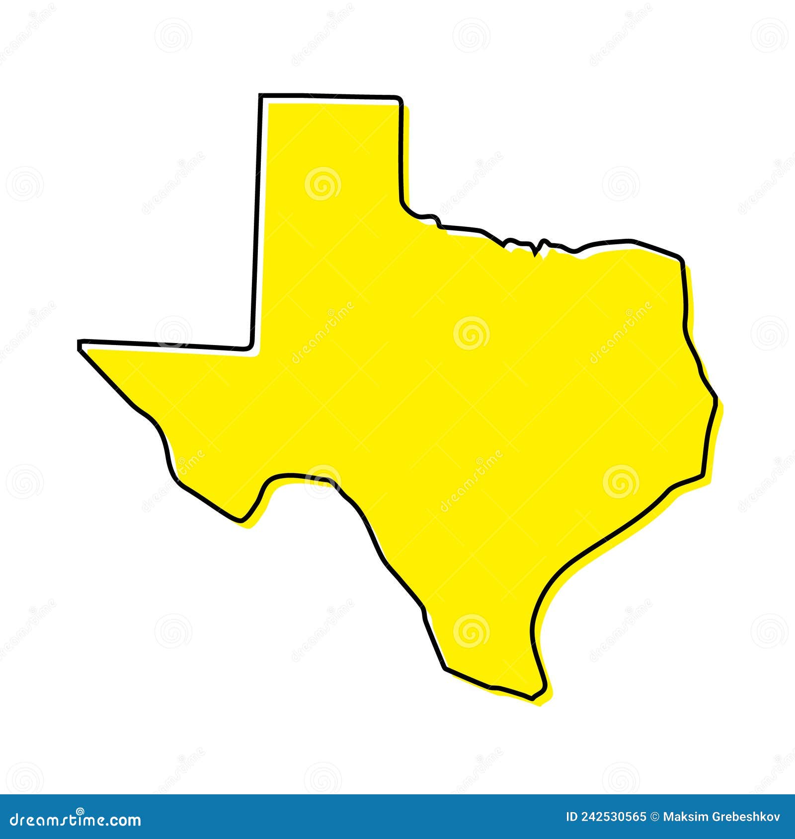 Simple Outline Map of Texas is a State of United States. Stylize Stock ...