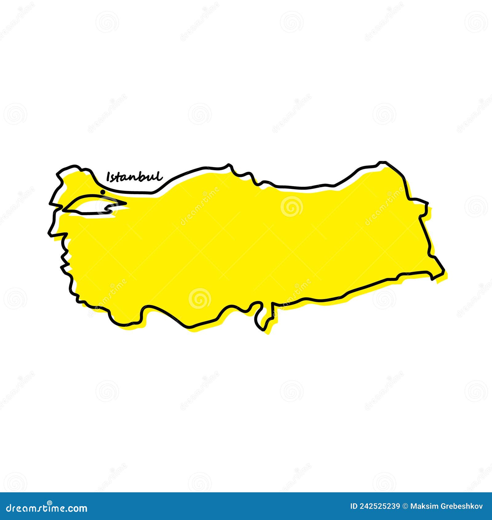 Simple Outline Map of Turkey with Capital Location Stock Vector ...