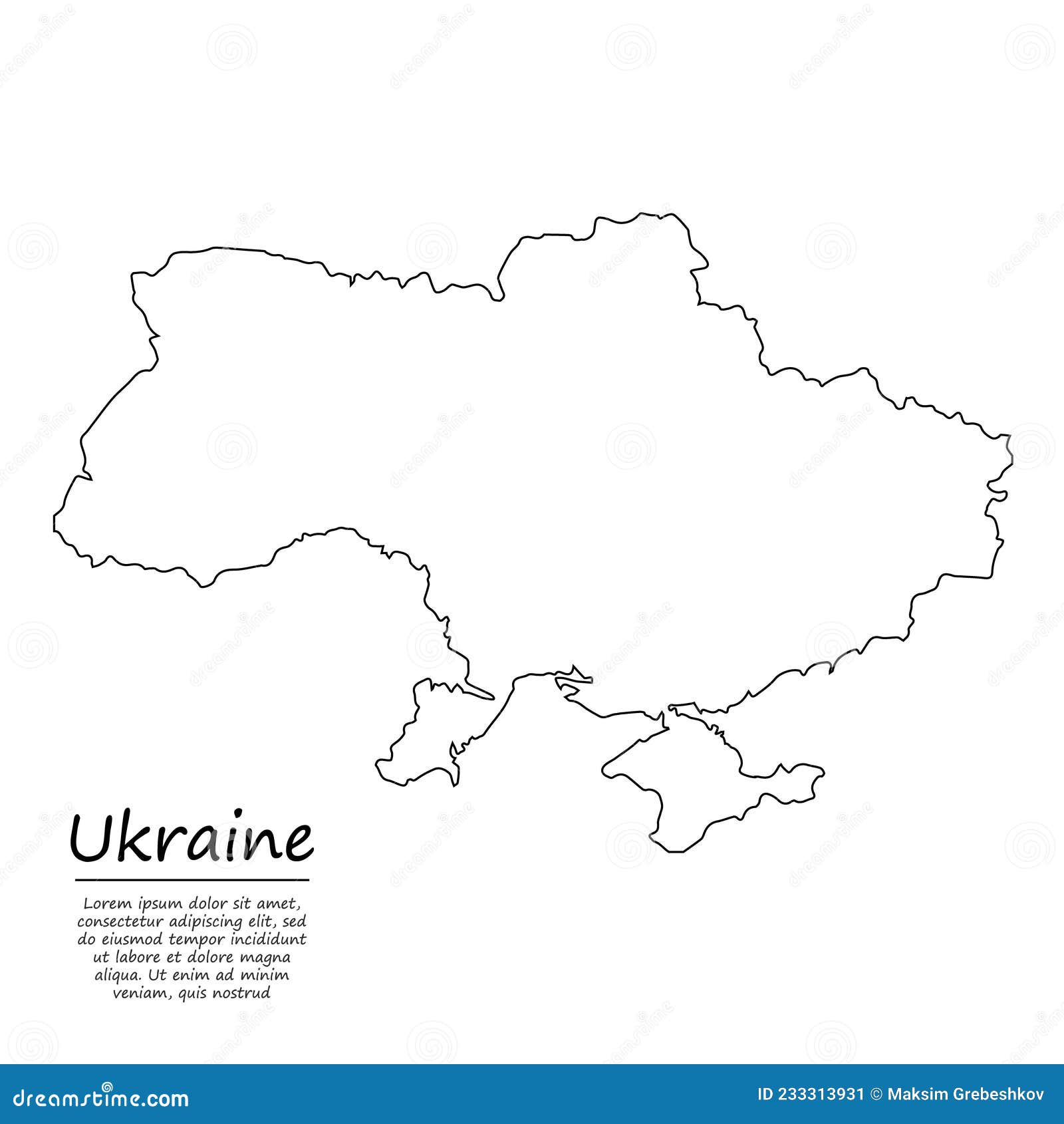 Simple Outline Map of Ukraine, in Sketch Line Style Stock Vector ...