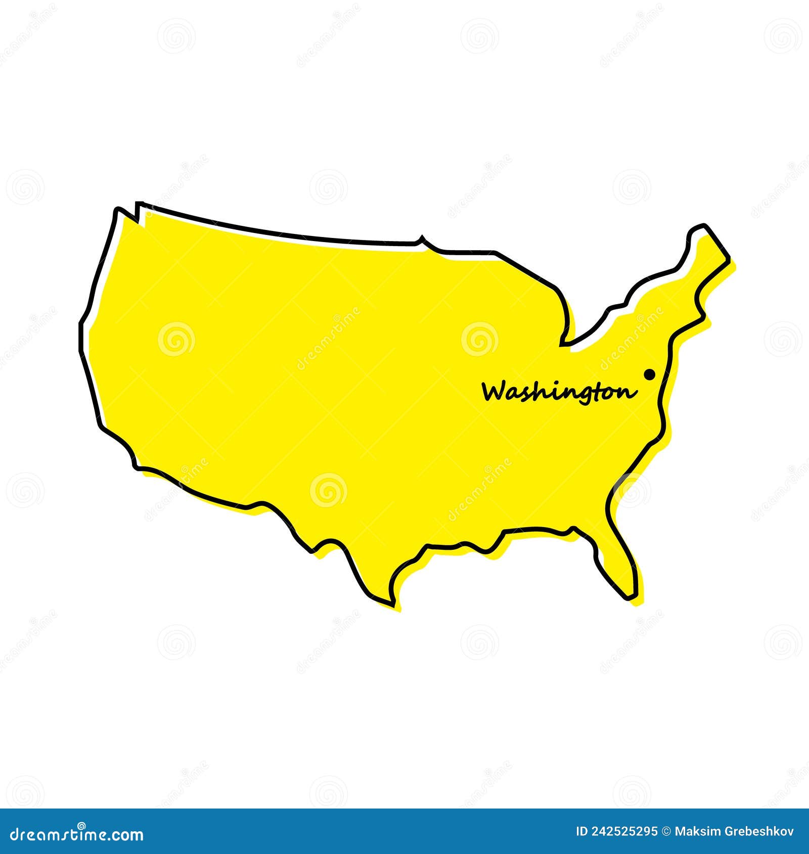 Simple Outline Map of United States with Capital Location Stock Vector ...