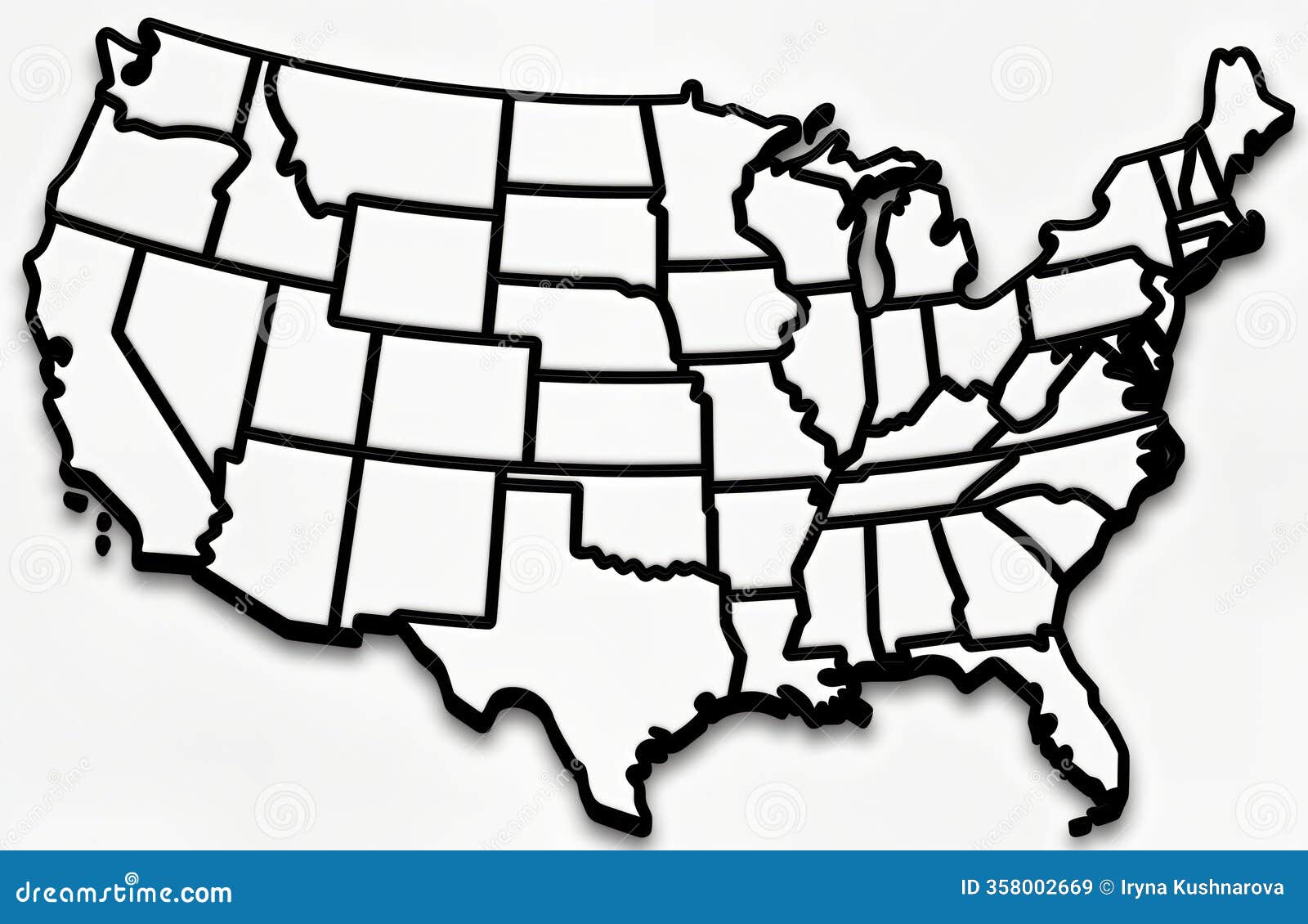 Simple Outline Map Of USA. Shows States Boundaries. Educational ...