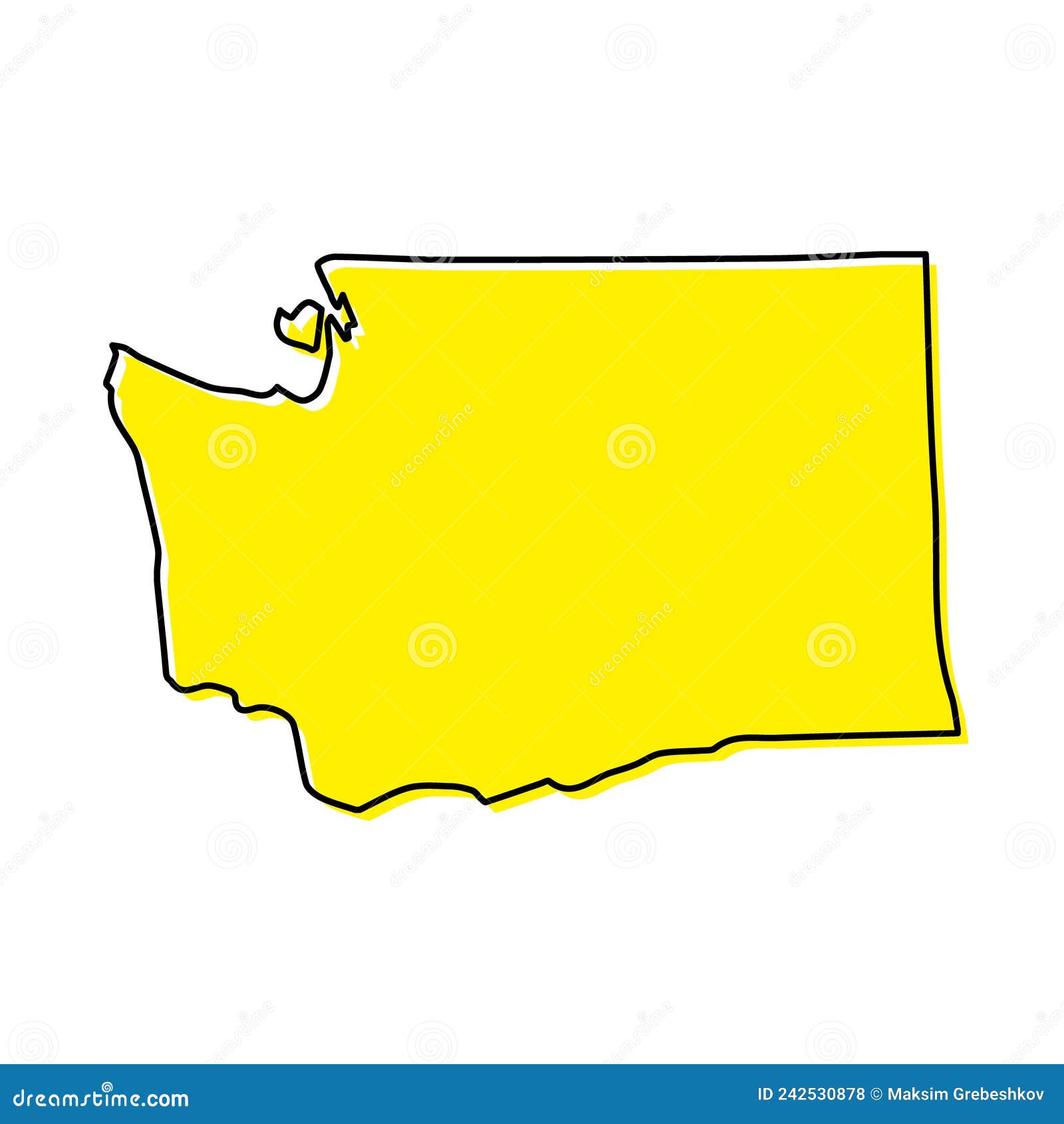 Simple Outline Map of Washington is a State of United States. St Stock ...