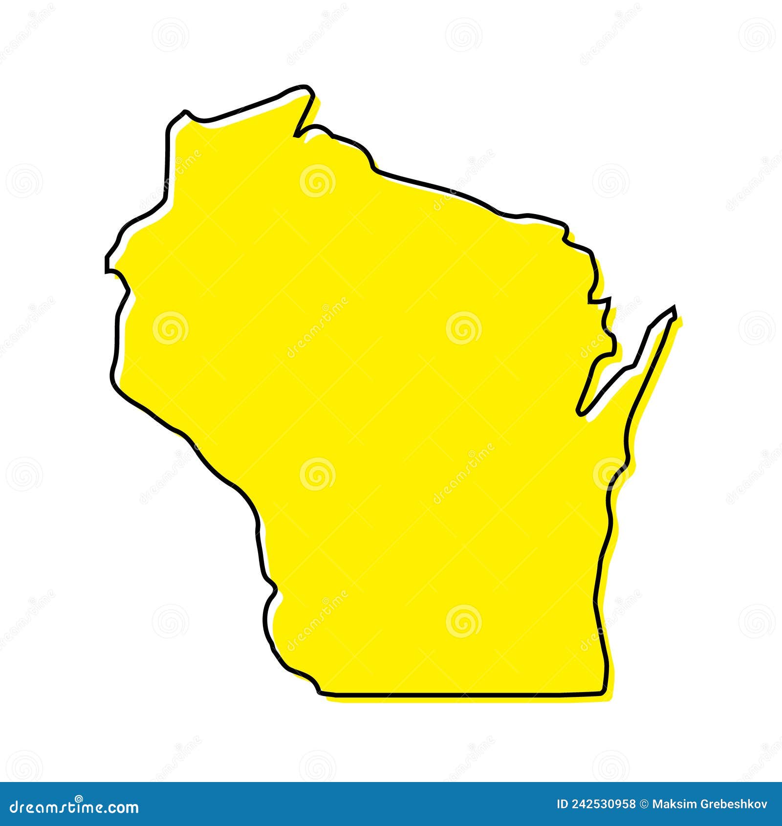 Simple Outline Map of Wisconsin is a State of United States. Sty Stock ...