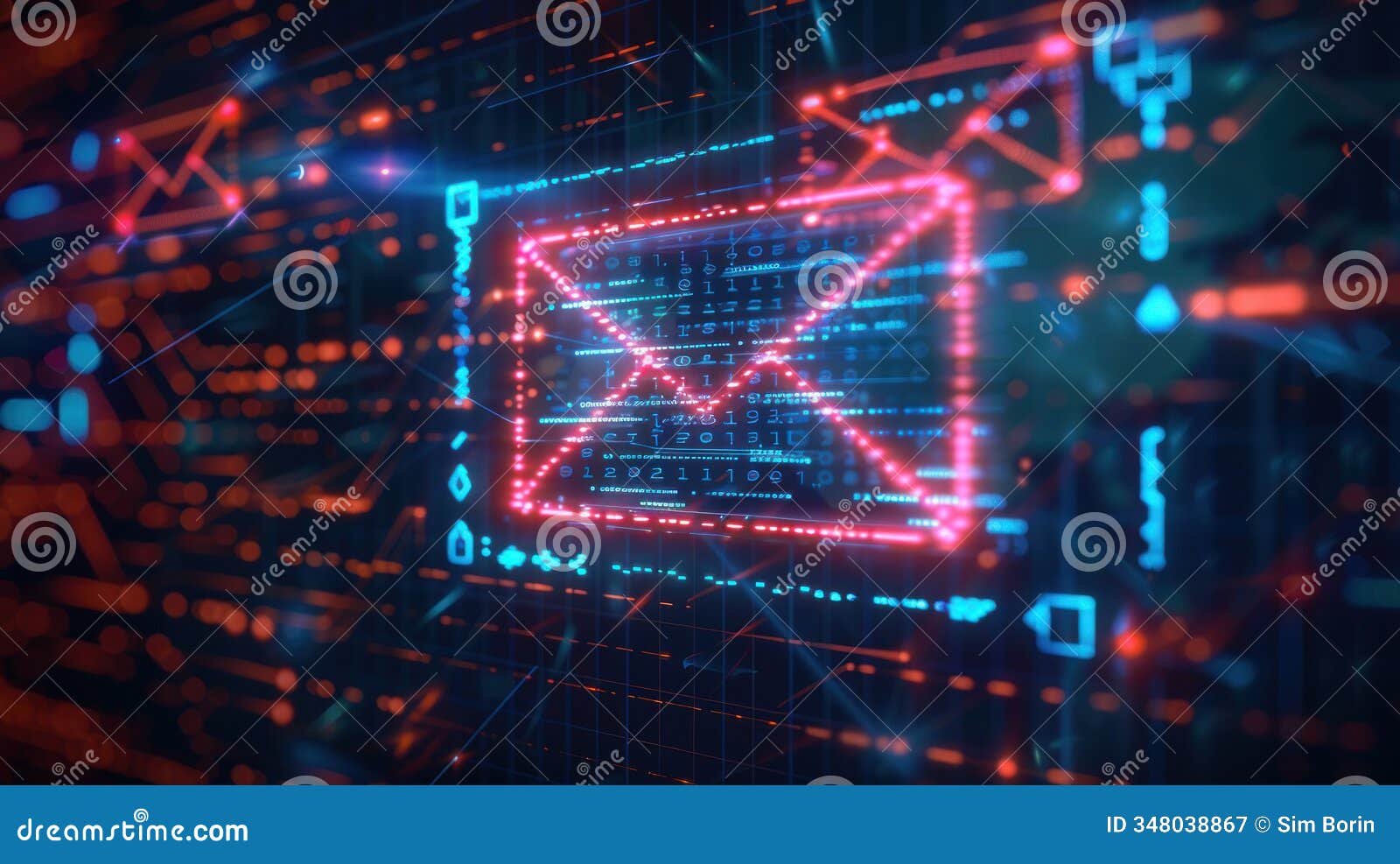 Simple Outline of a Message with a Digital Interface, Representing ...