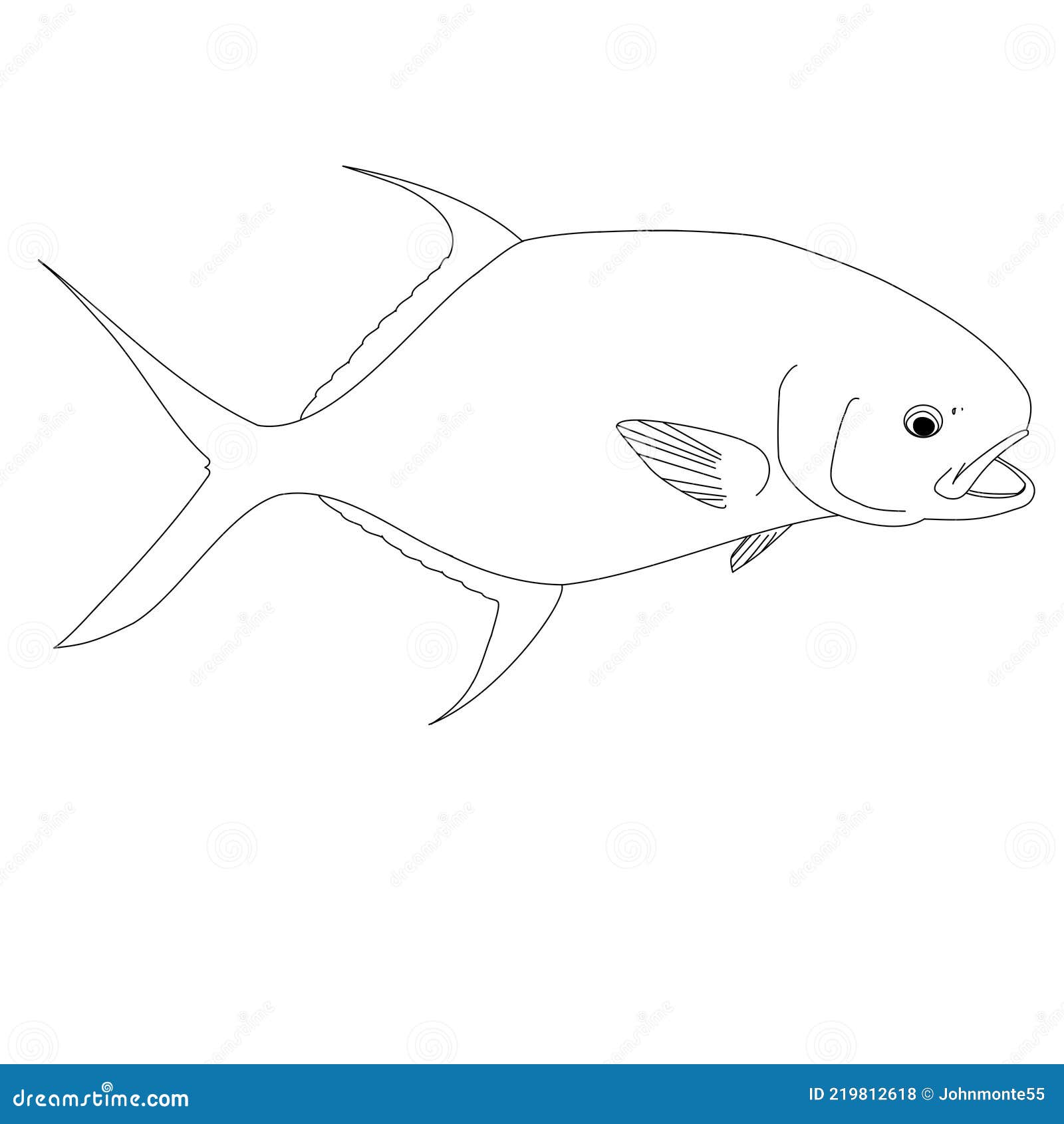 A Simple Outline of a Permit Fish Stock Vector - Illustration of banner ...