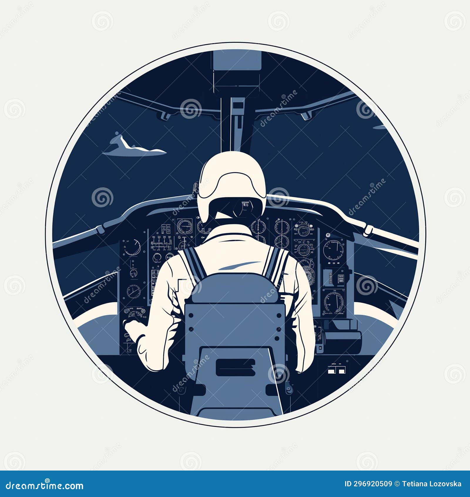 A Simple Outline of a Pilot in a Cockpit. Flat Clean Illustration Style ...