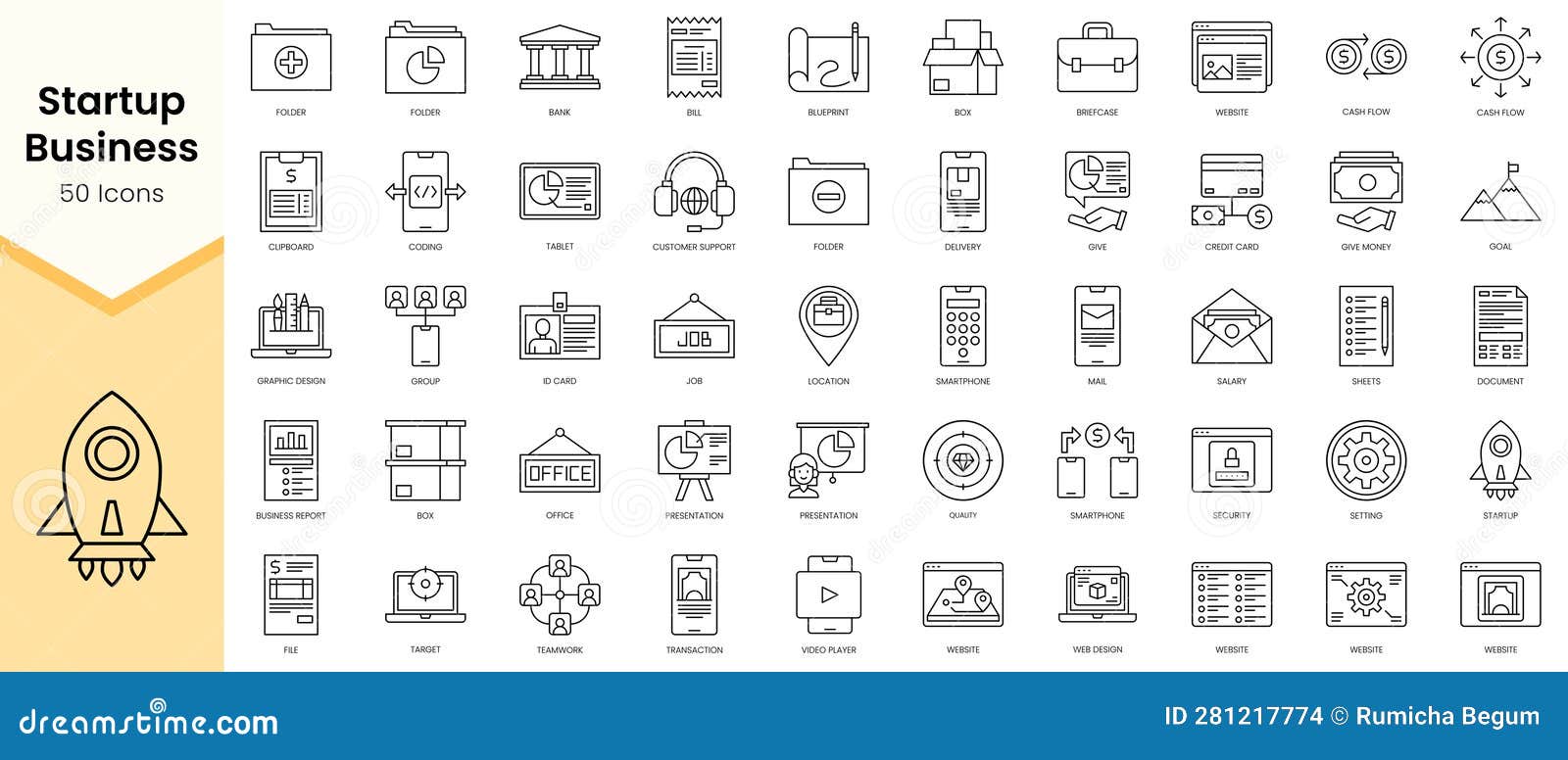 Simple Outline Set of Startup Business Icons. Linear Style Icons Pack ...