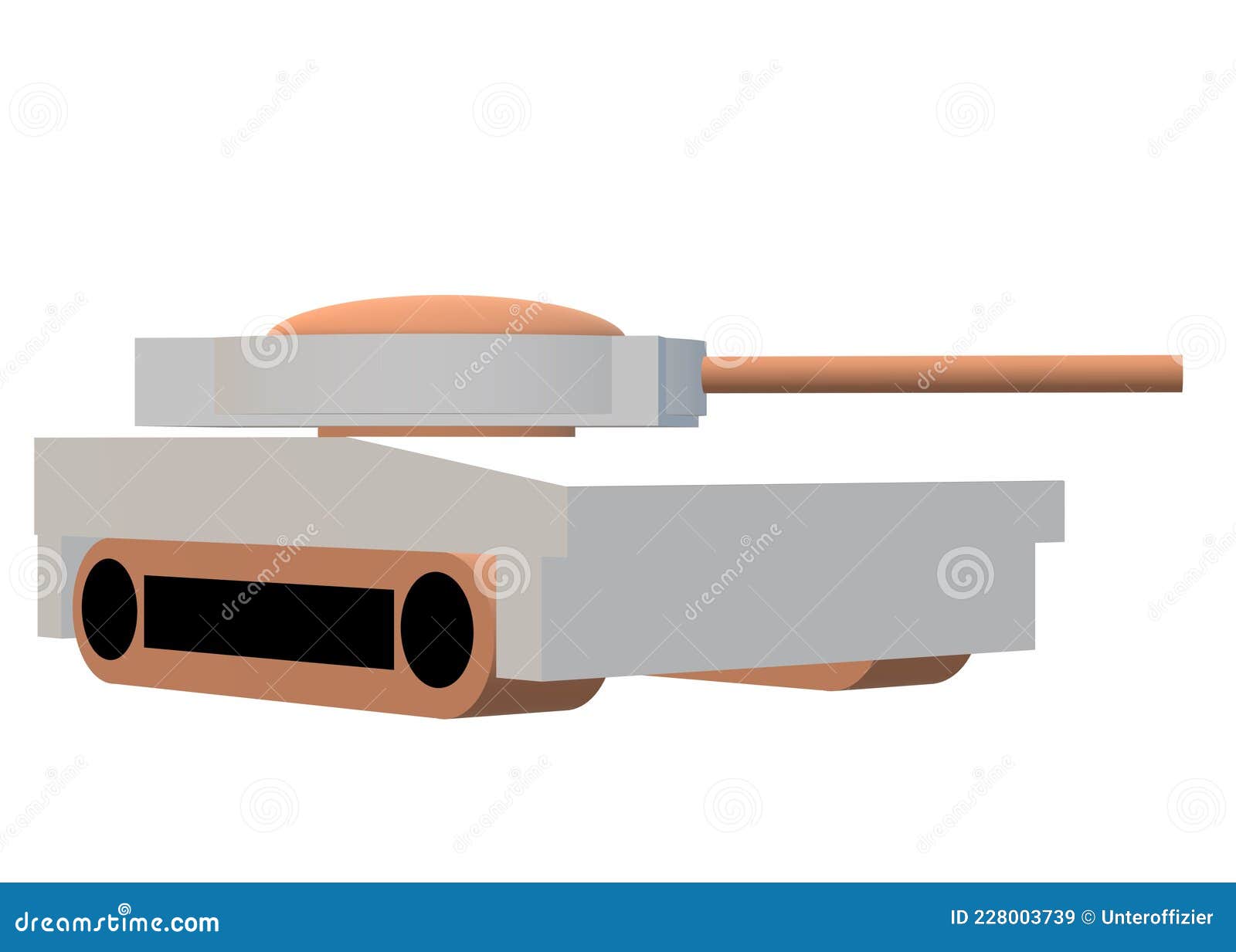 A Simple Outline Shape 3D Model of a Light Grey Main Battle Tank White ...
