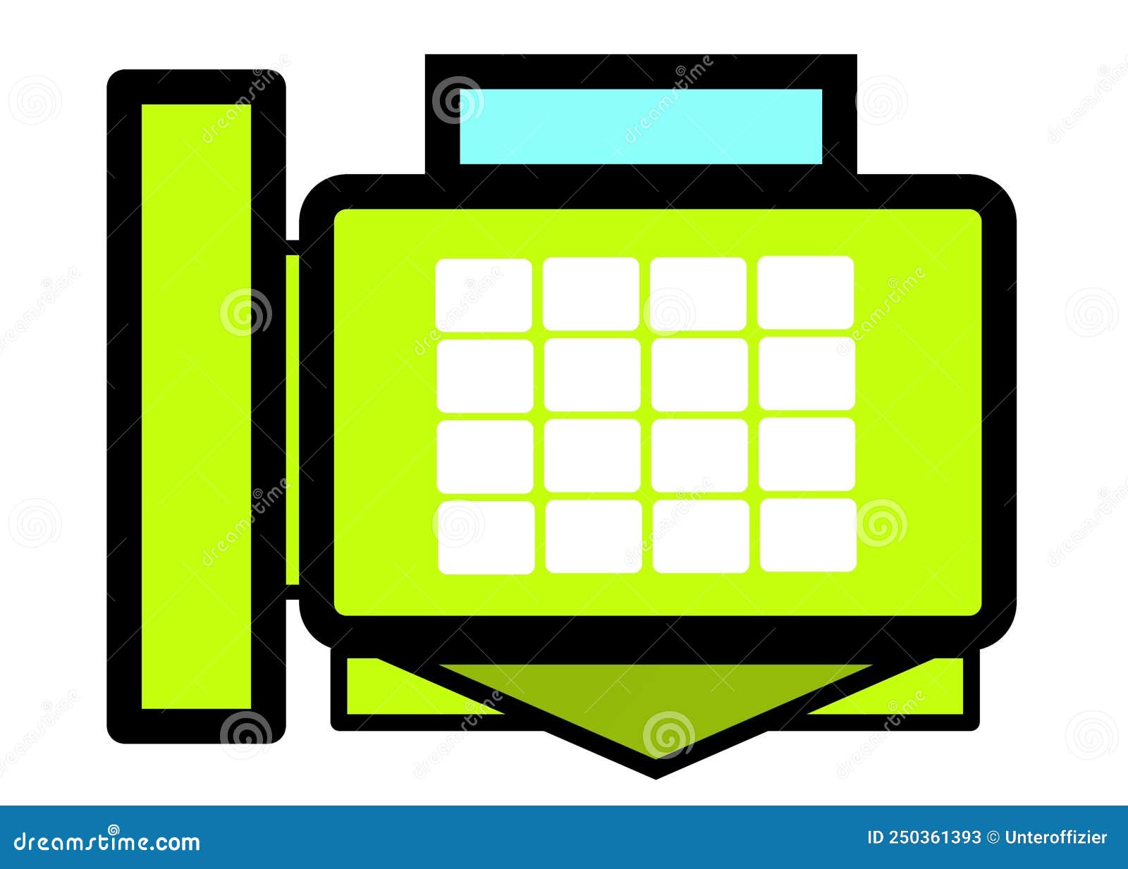 A Simple Outline Shape of a Facsimile Machine with White Buttons and ...