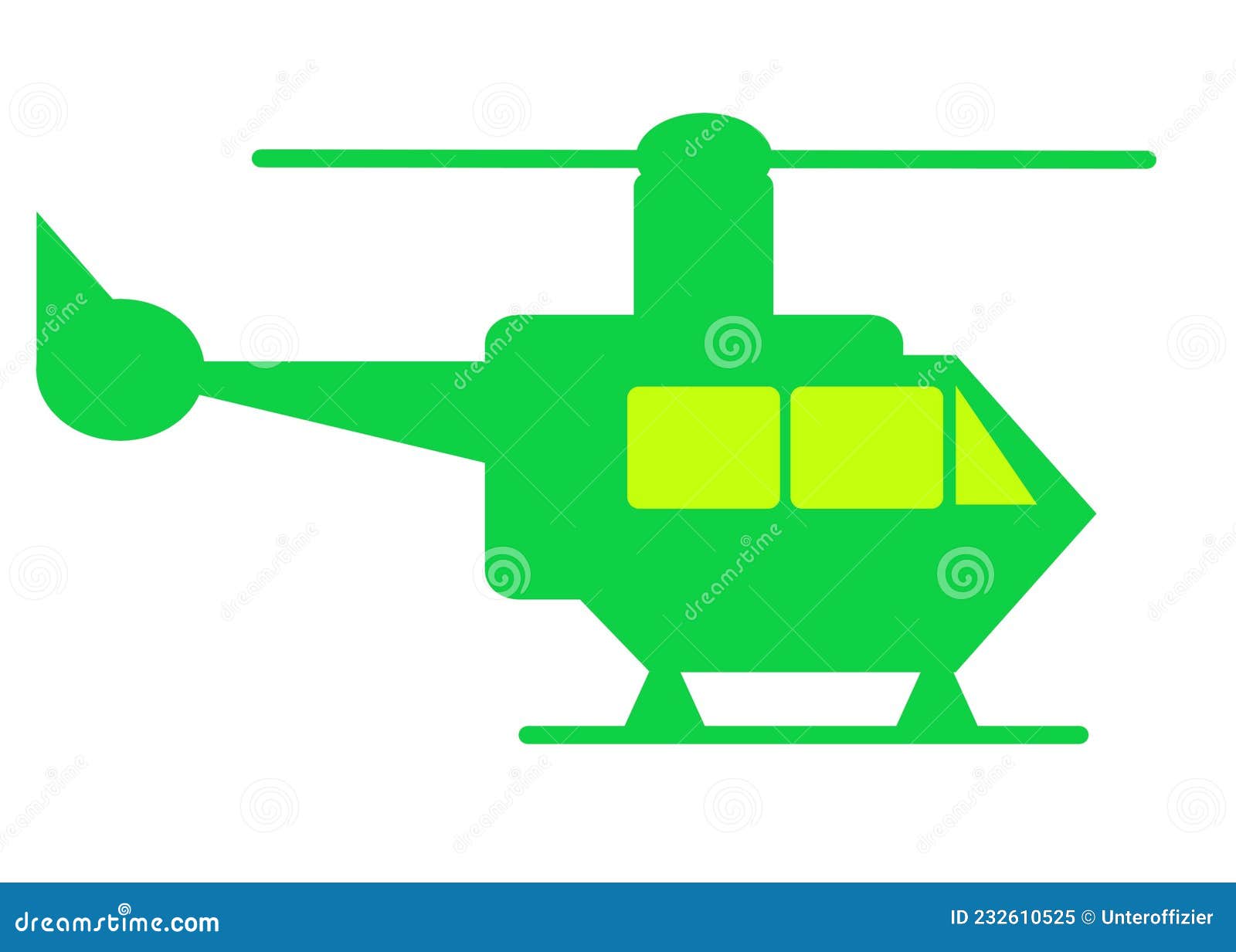 A Simple Outline Shape Silhouette of a Bright Green Helicopter White ...