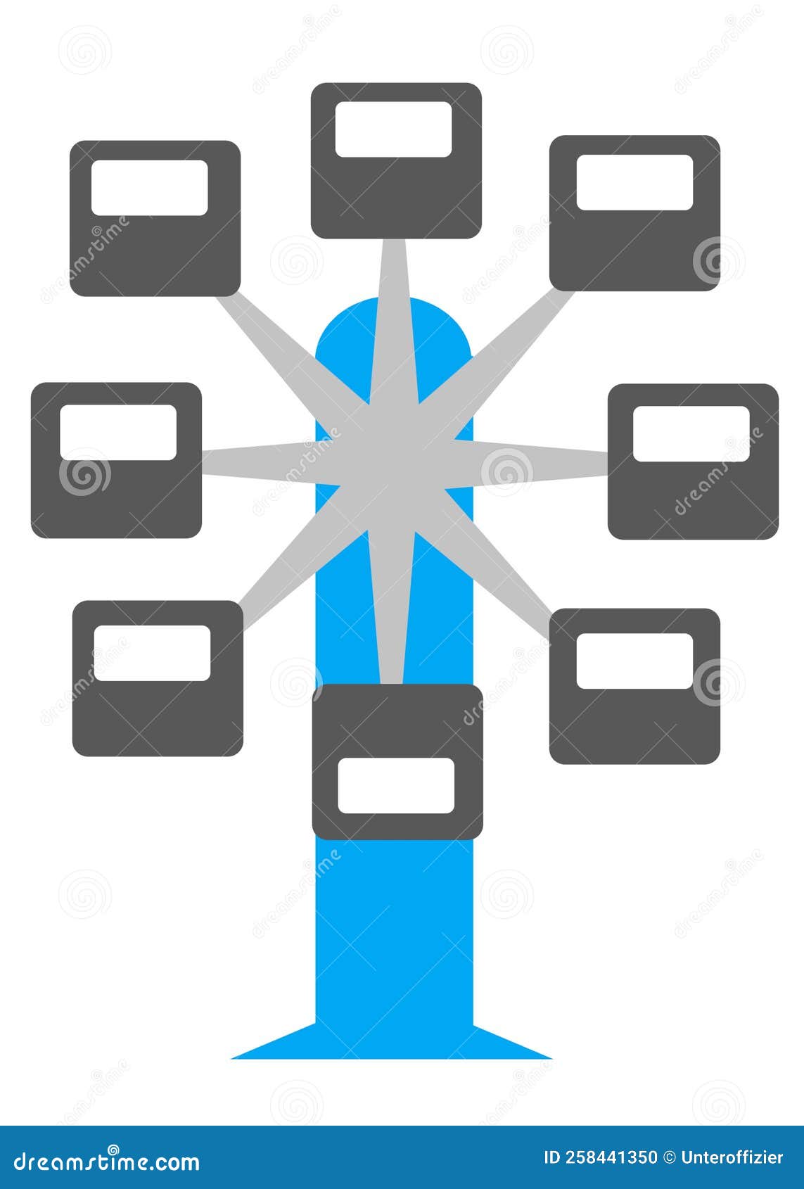 A Simple Outline Shape of a Turquoise Light Blue and Gray Ferris Wheel ...