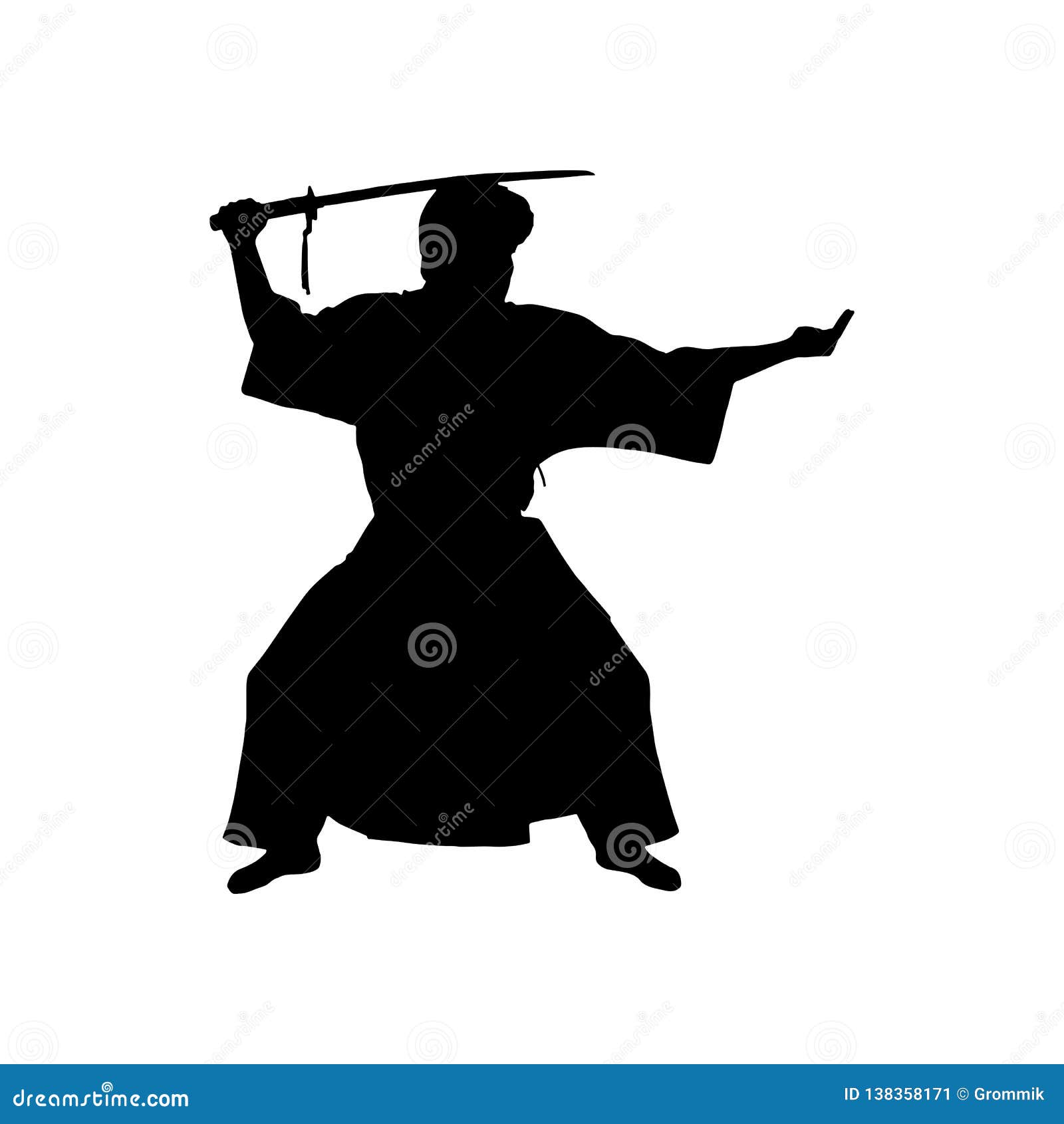 Simple Outline Silhouette of a Japanese Warrior Samurai Stock Vector ...