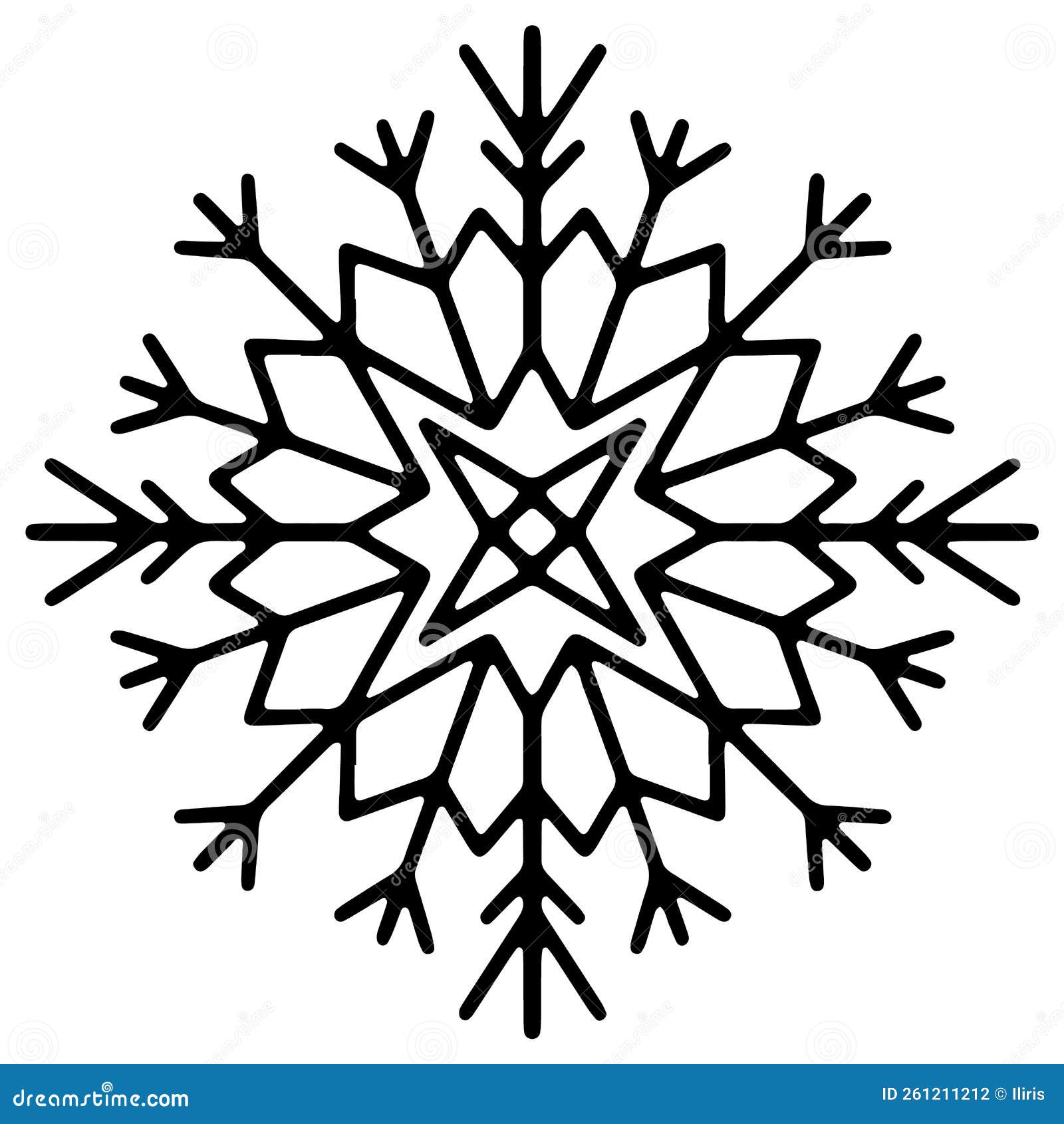 Simple Outline Snowflake Sign. Doodle Snowflake Icon Stock Vector ...
