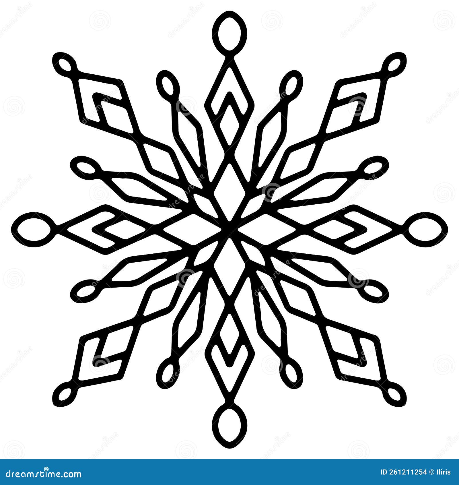 Simple Outline Snowflake Sign. Doodle Snowflake Icon Stock Vector ...