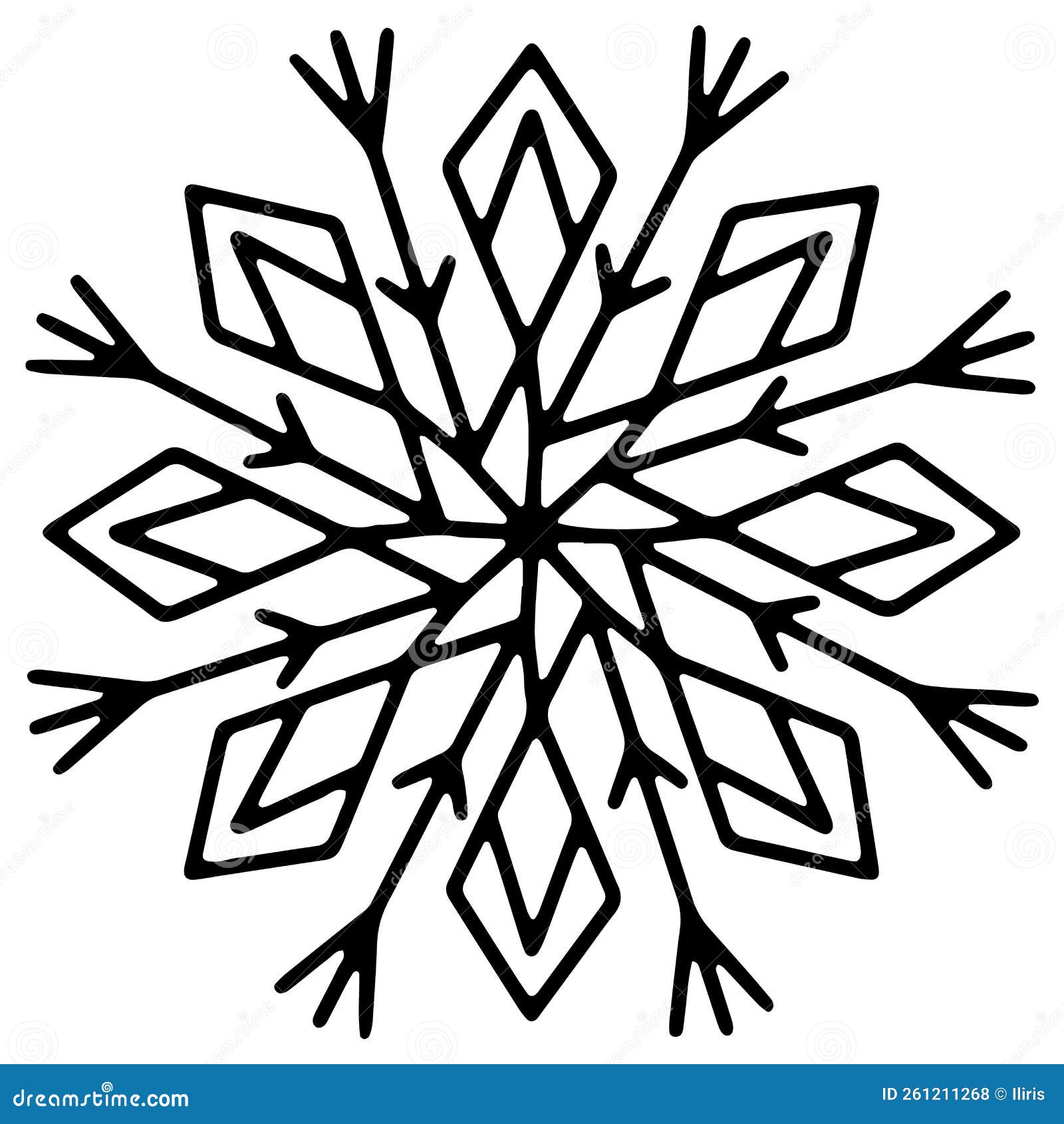 Simple Outline Snowflake Sign. Doodle Snowflake Icon Stock Vector ...