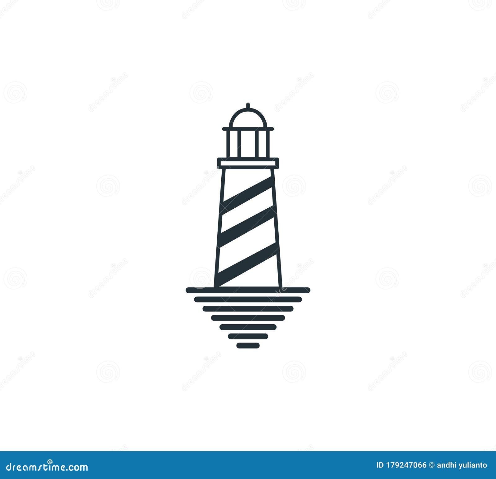 Simple Outline Style Lighthouse Vector Logo Design Stock Vector ...