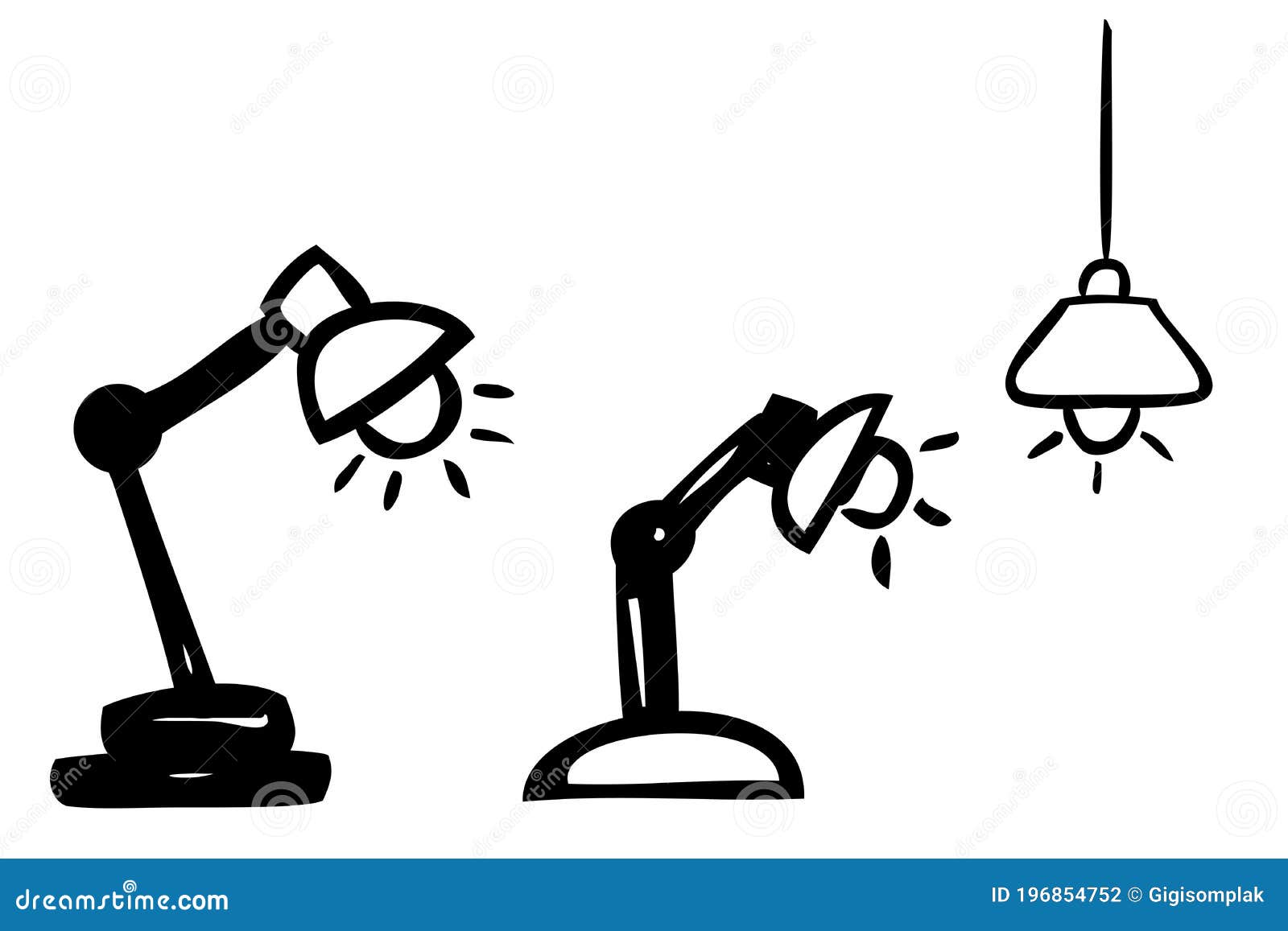 Simple Outline Vector Doodle Lamp, Isolated on White Stock Vector ...