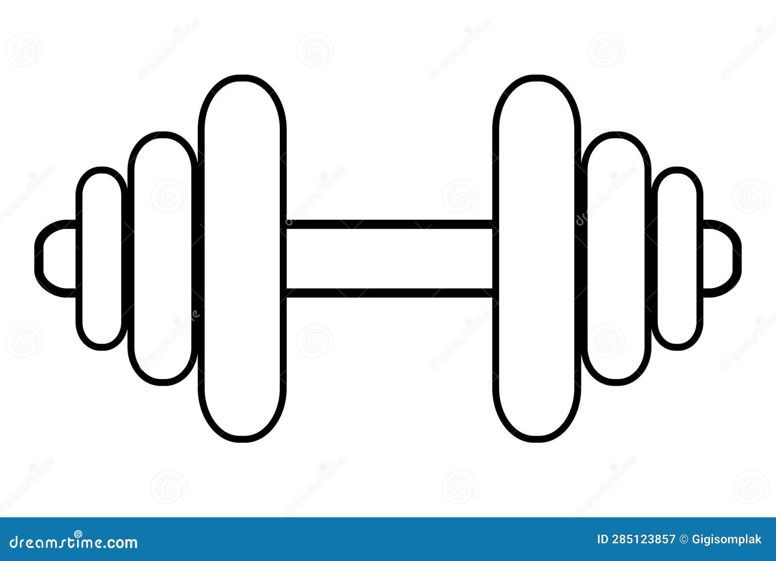 Simple Outline Vector Dumbbell, Isolated on White Stock Vector ...