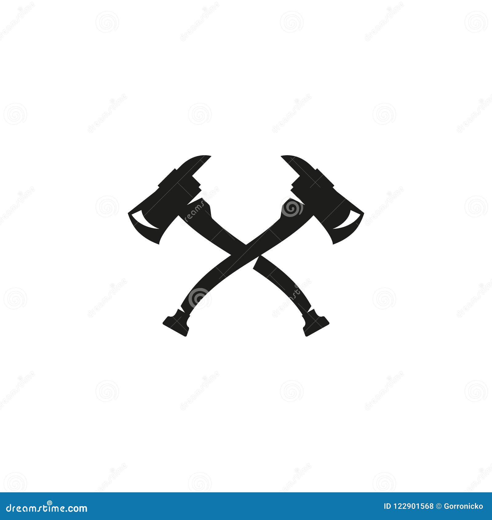 Simple Outline Vector Icon Crossed Fire Axes Stock Vector ...