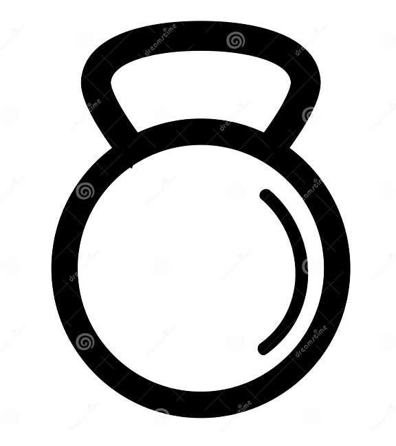 Simple Outline Vector Kettlebell, Isolated on White Stock Vector ...